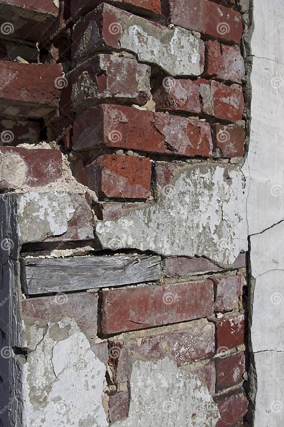 Crumbling brick and stucco stock image. Image of architectural - 340206591