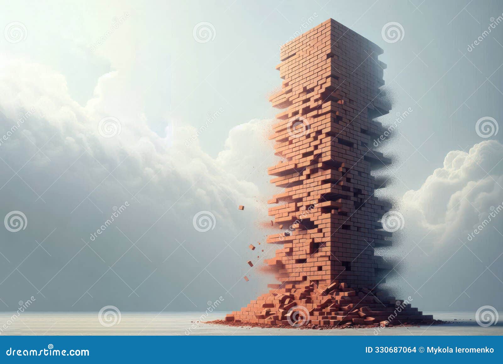 A Crumbling Brick Tower. Space for Text. Stock Photo - Image of ...