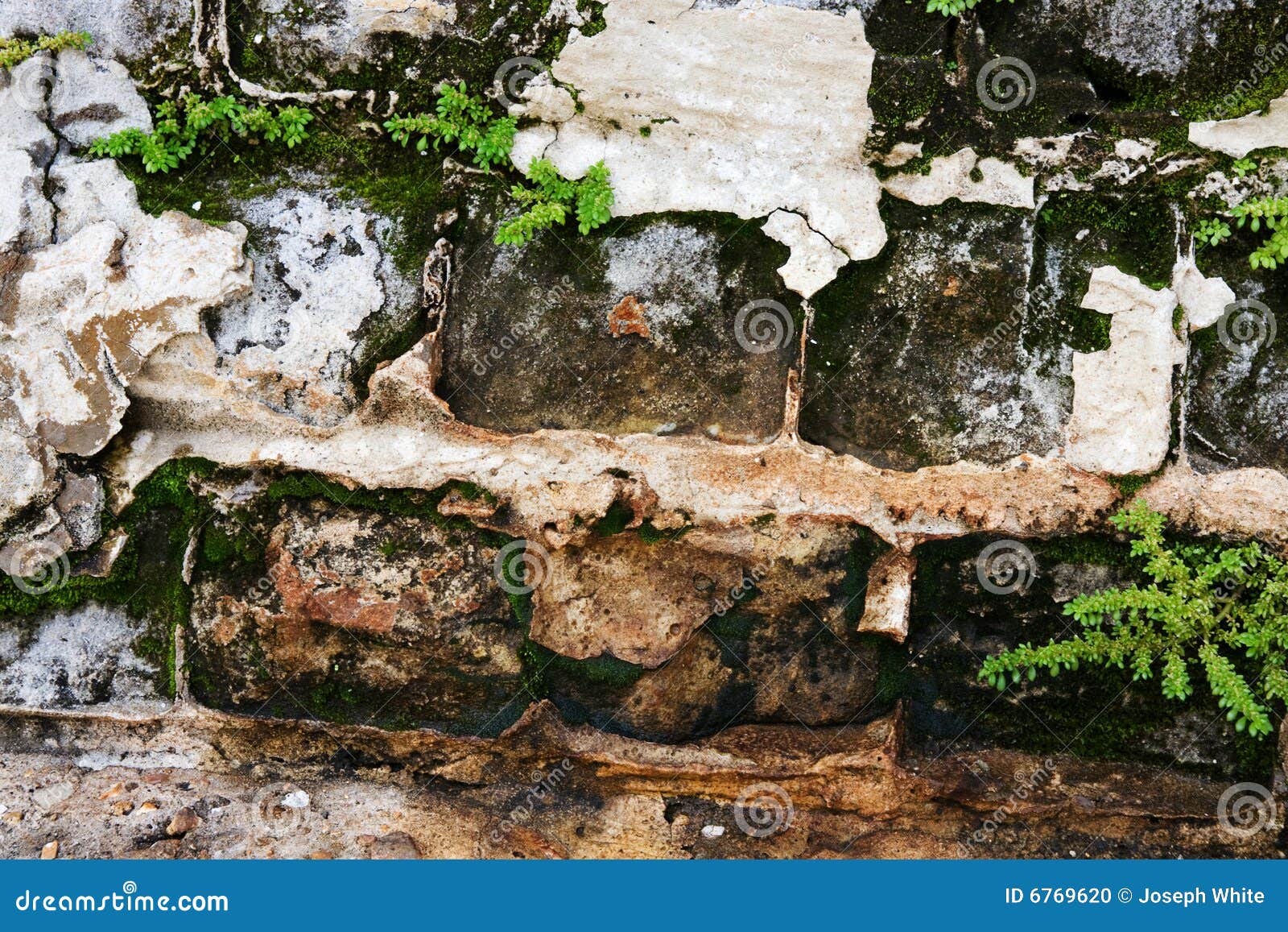 Crumbling Brick Facade And Stone Walls Of An Old Industrial Building ...