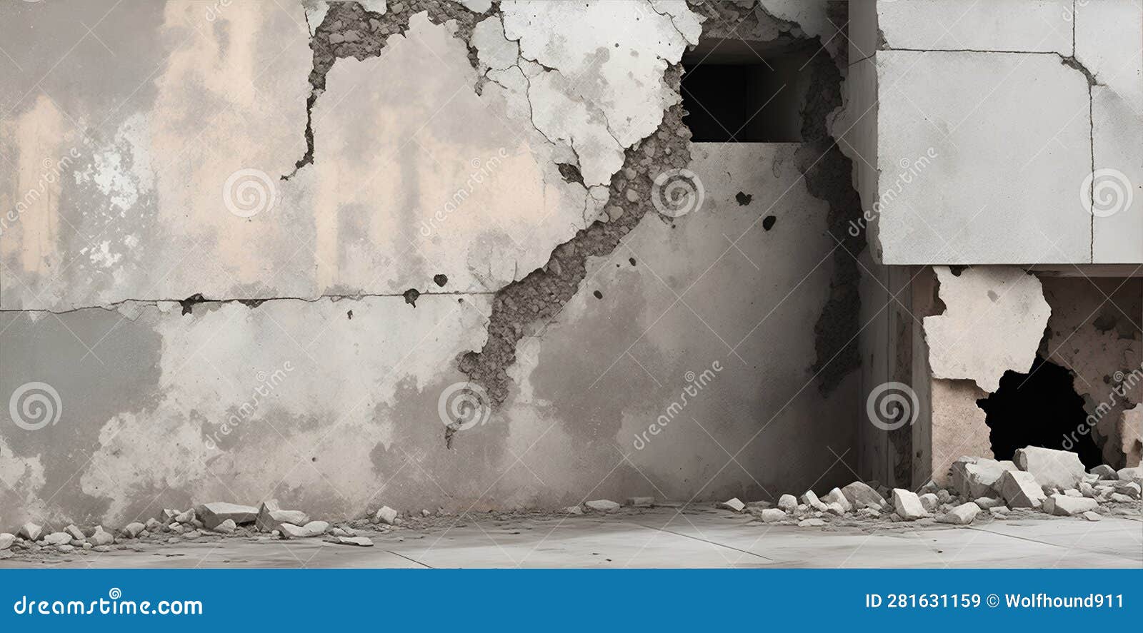 A Crumbling Concrete Wall. Concrete Wall and Floor. Generative AI Stock ...