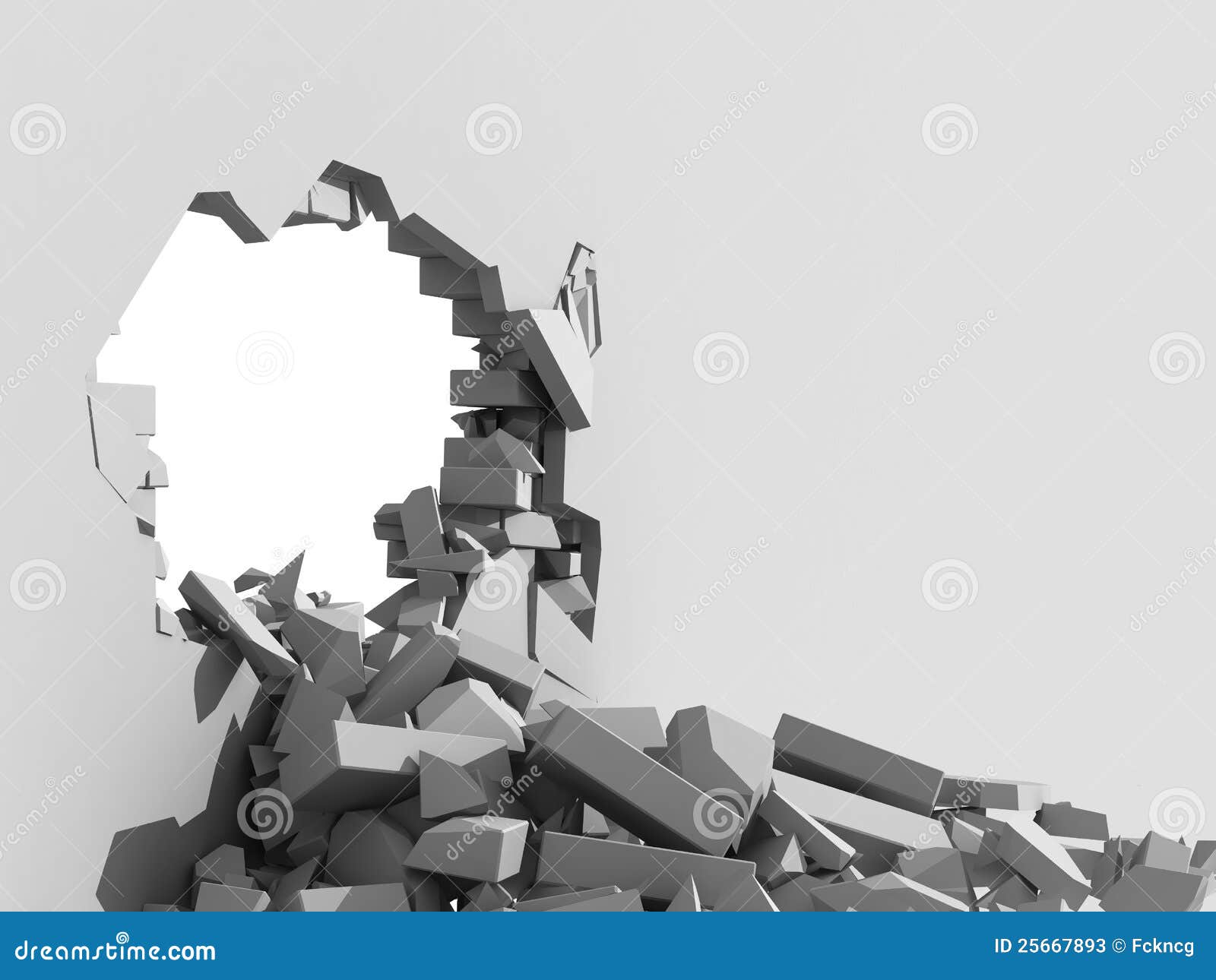 Crumbling Concrete Wall with Hole Stock Illustration - Illustration of ...