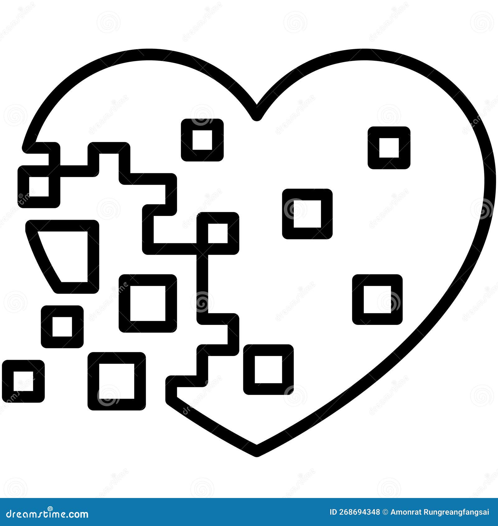 Crumbling Heart Icon, Love and Heart Vector Stock Vector - Illustration ...