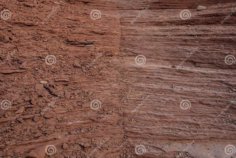 Crumbling Lines of Red Sandstone Stock Image - Image of color, close ...