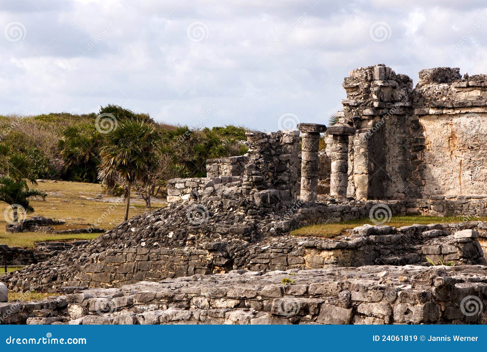 Crumbling Mayan Ruins at Tulum Stock Image - Image of archeological ...