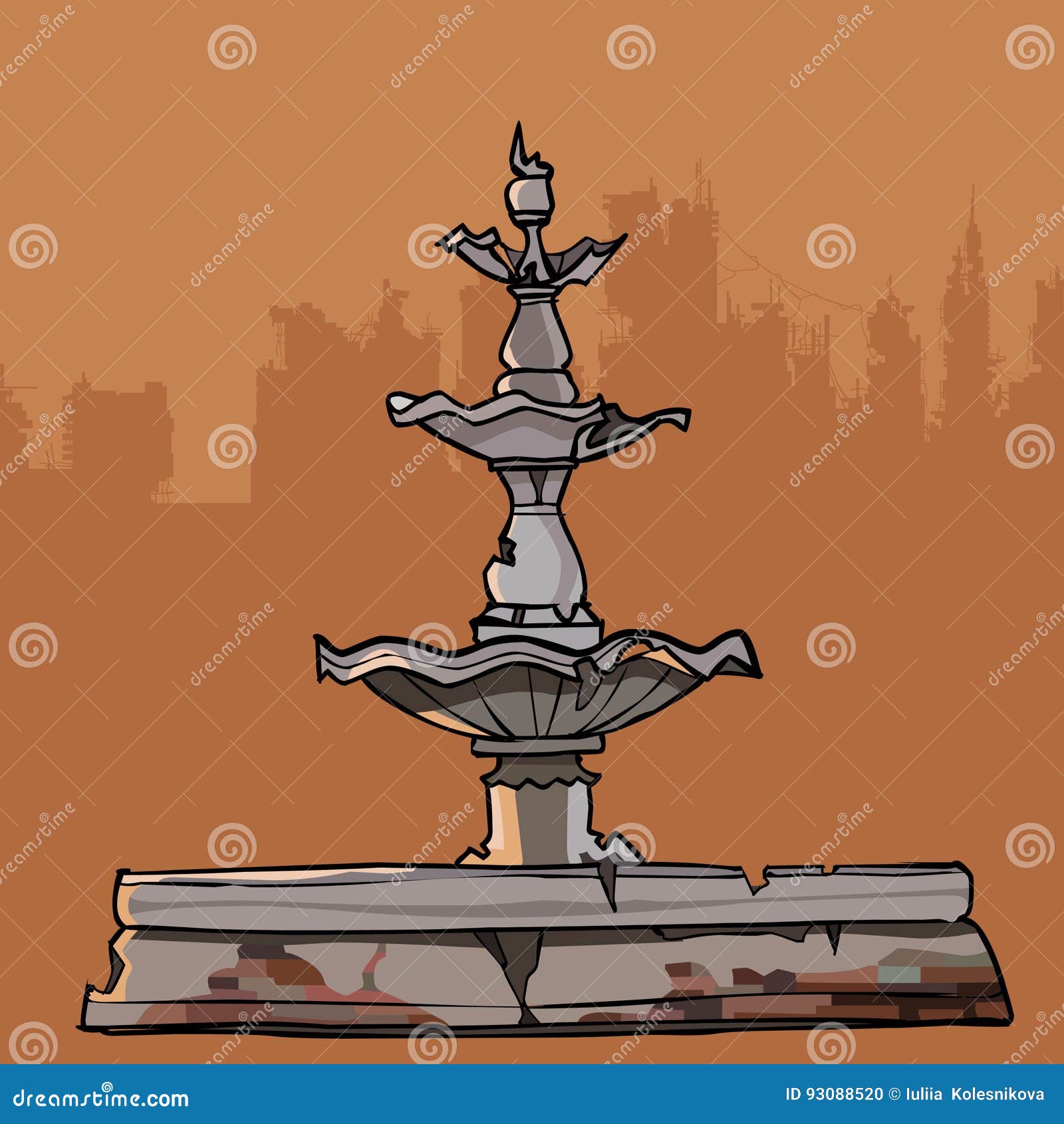 Ancient Crumbling Arches Of Stone With Columns Vector Illustration ...