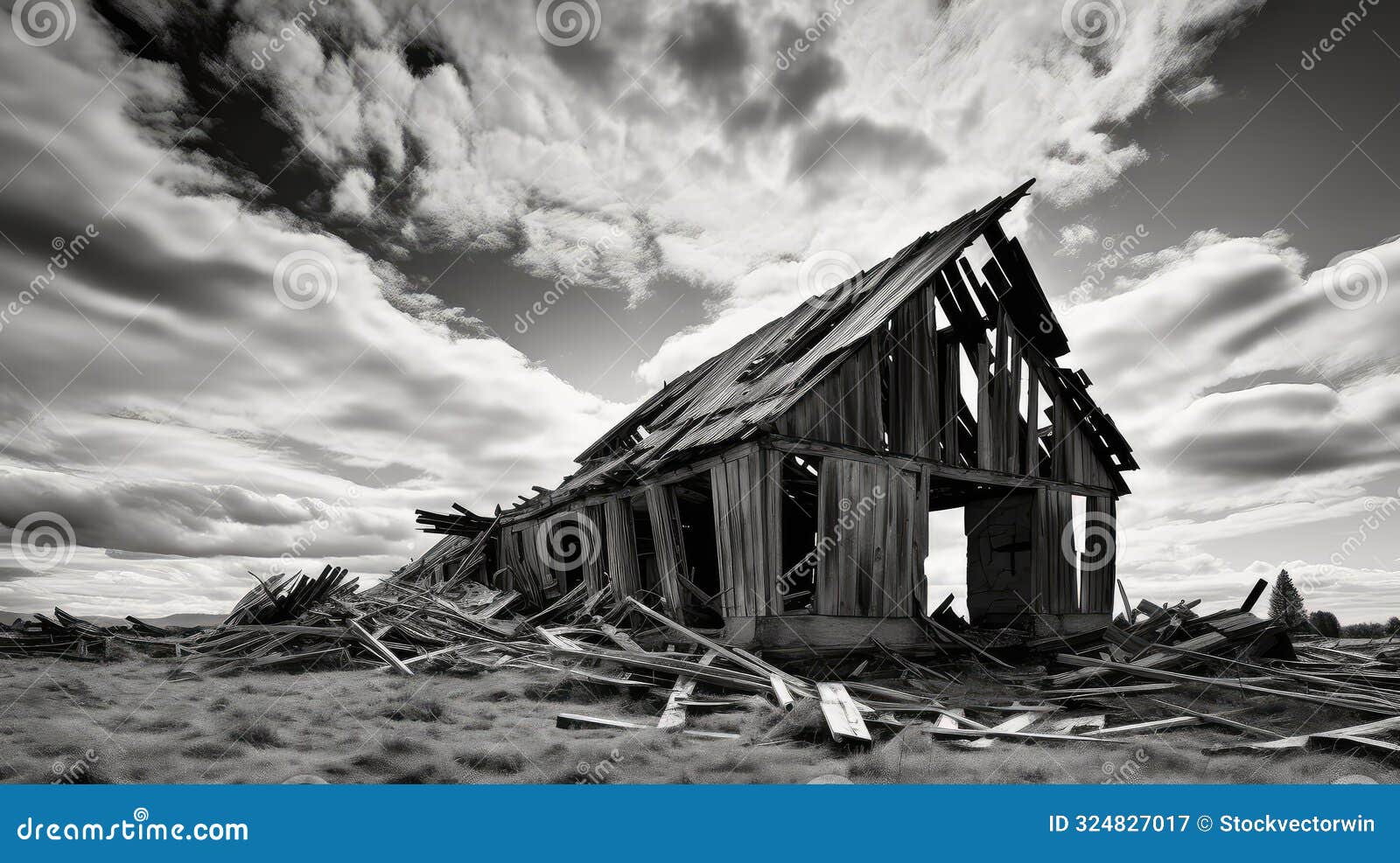 Crumbling Old Timber Frame Royalty-Free Illustration | CartoonDealer ...