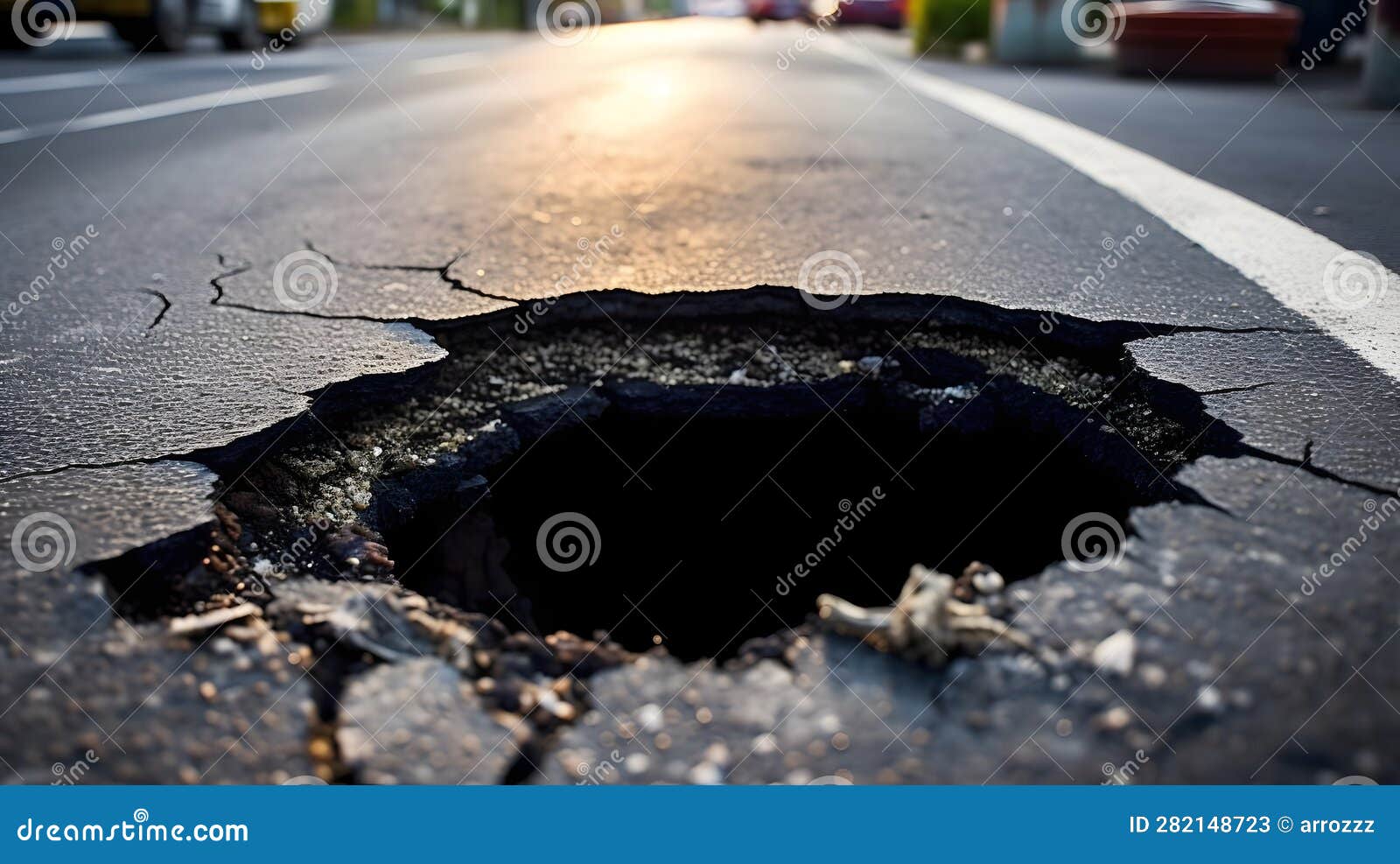 Crumbling Pathways: Cracked Asphalt Road with Intricate Patterns Stock ...