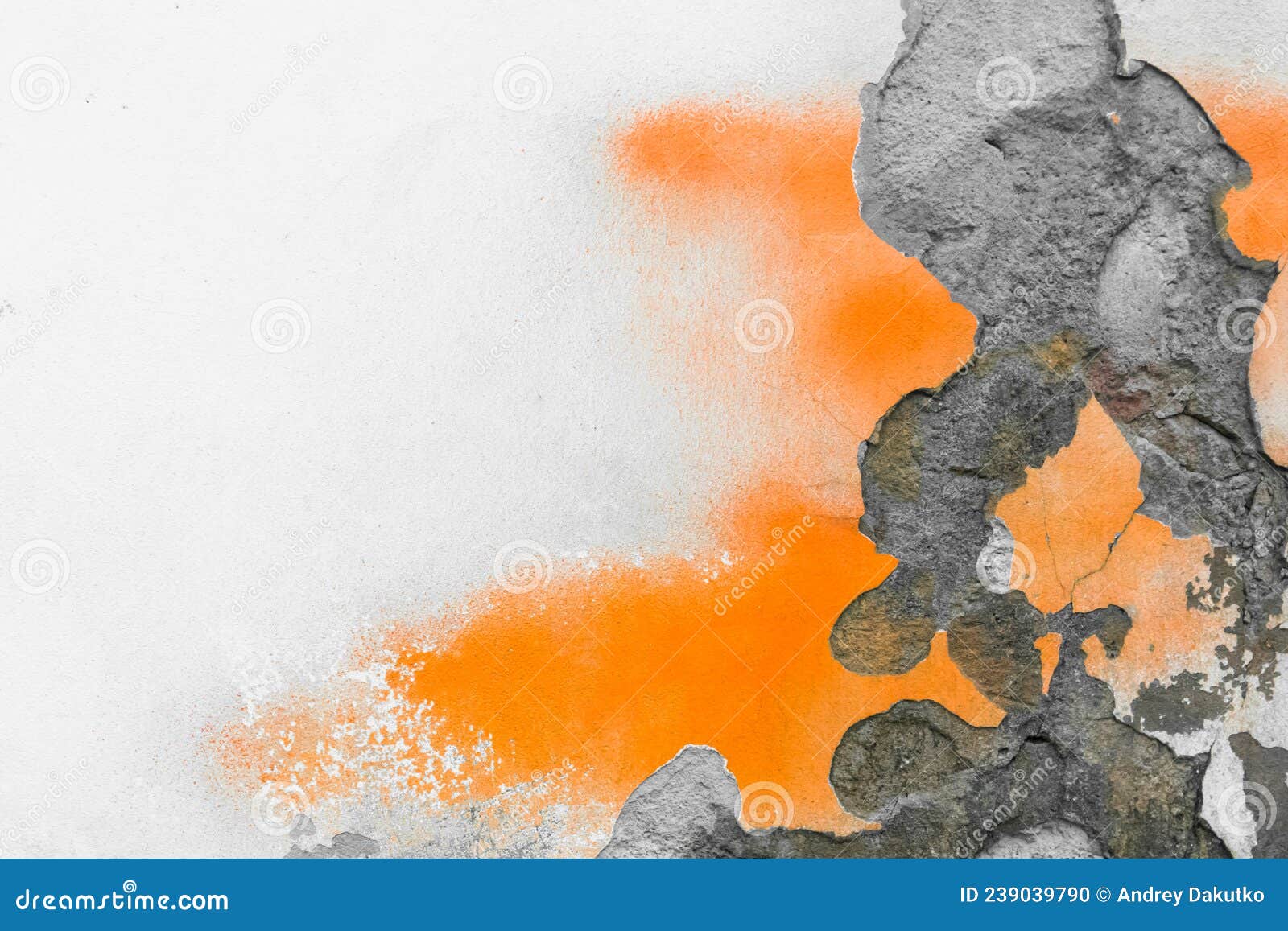 Crumbling Peeling White Plaster from Old Wall Surface with Orange Paint ...
