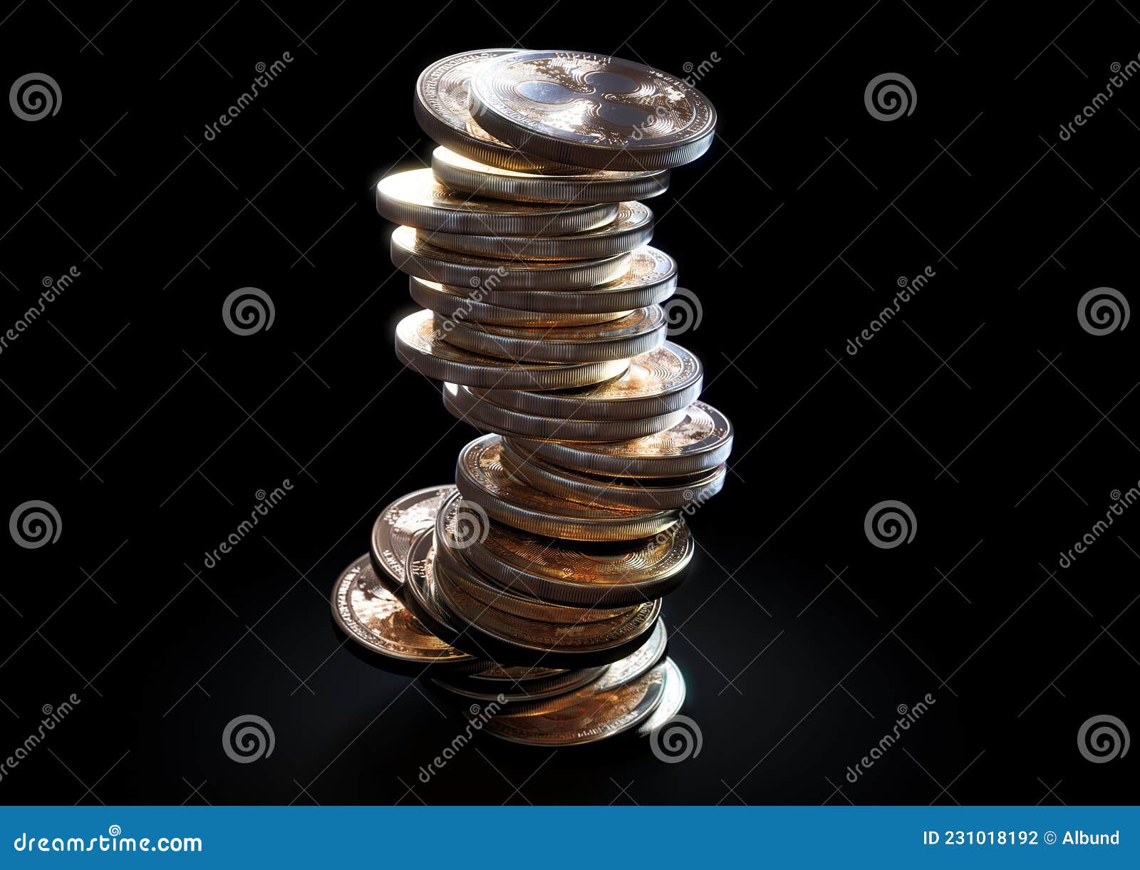 Crumbling Ripple Coin Stack Editorial Photography - Illustration of ...