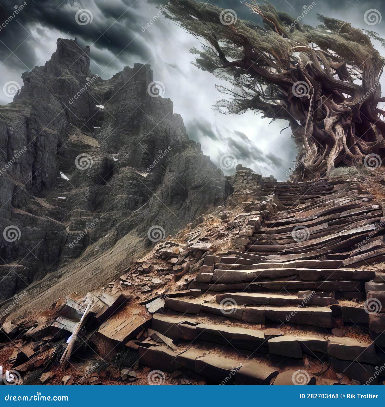 Crumbling Staircase Leading To A Hidden Chamber Stock Photo ...