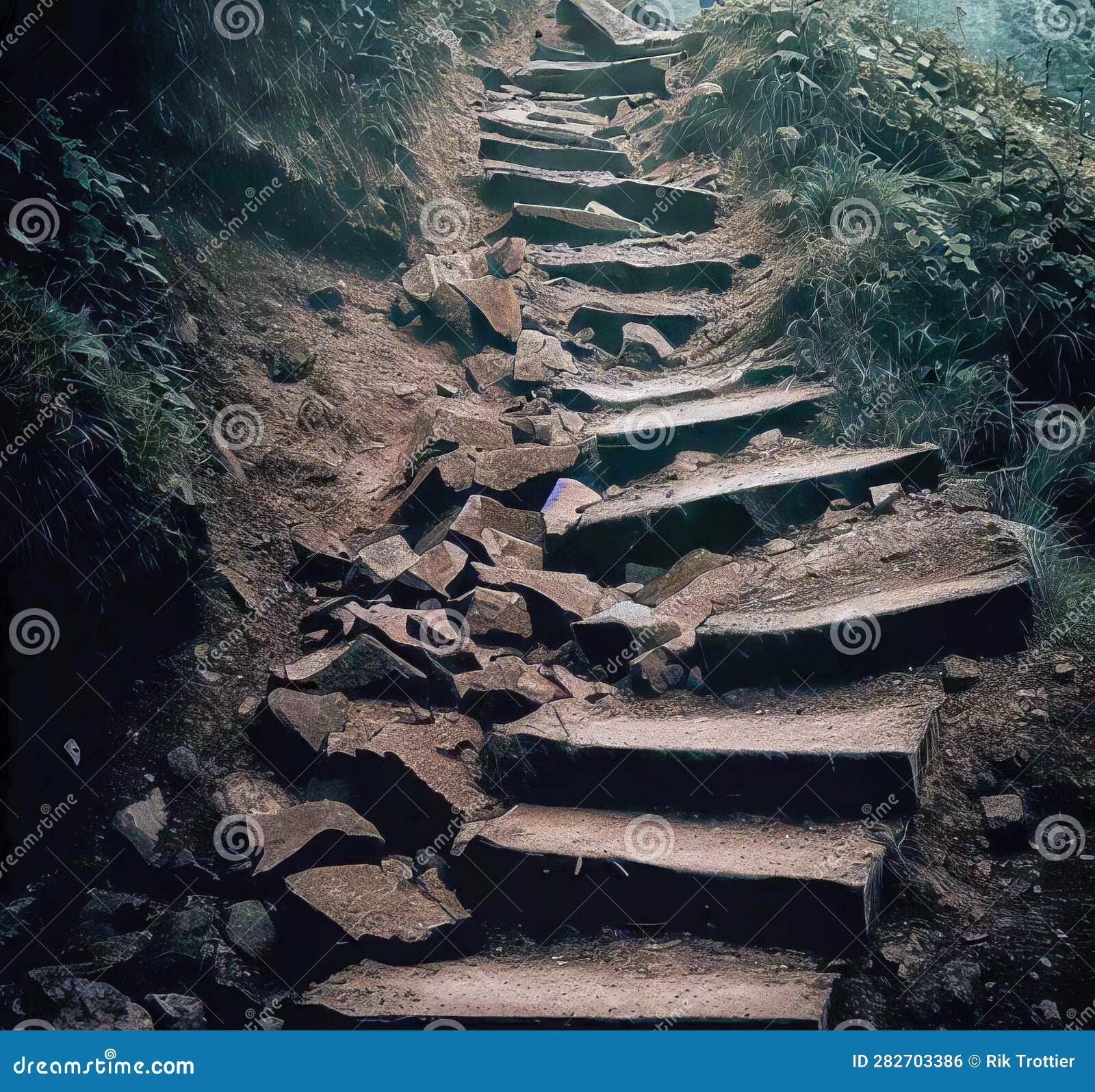 Crumbling Staircase Leading To A Hidden Chamber Stock Image ...