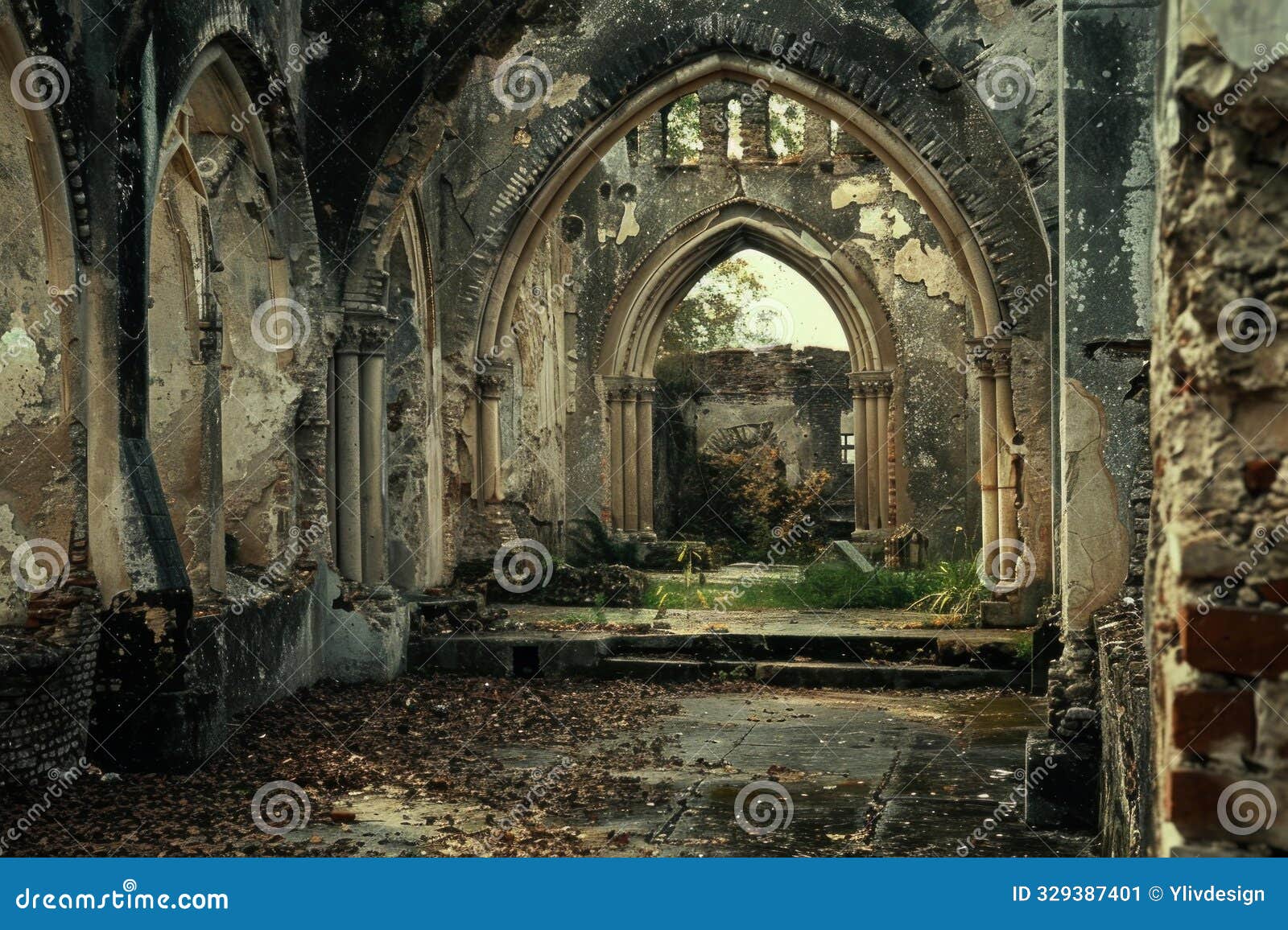 Ancient Stone Arches Crumbling in Abandoned Church Ruins Stock Image ...