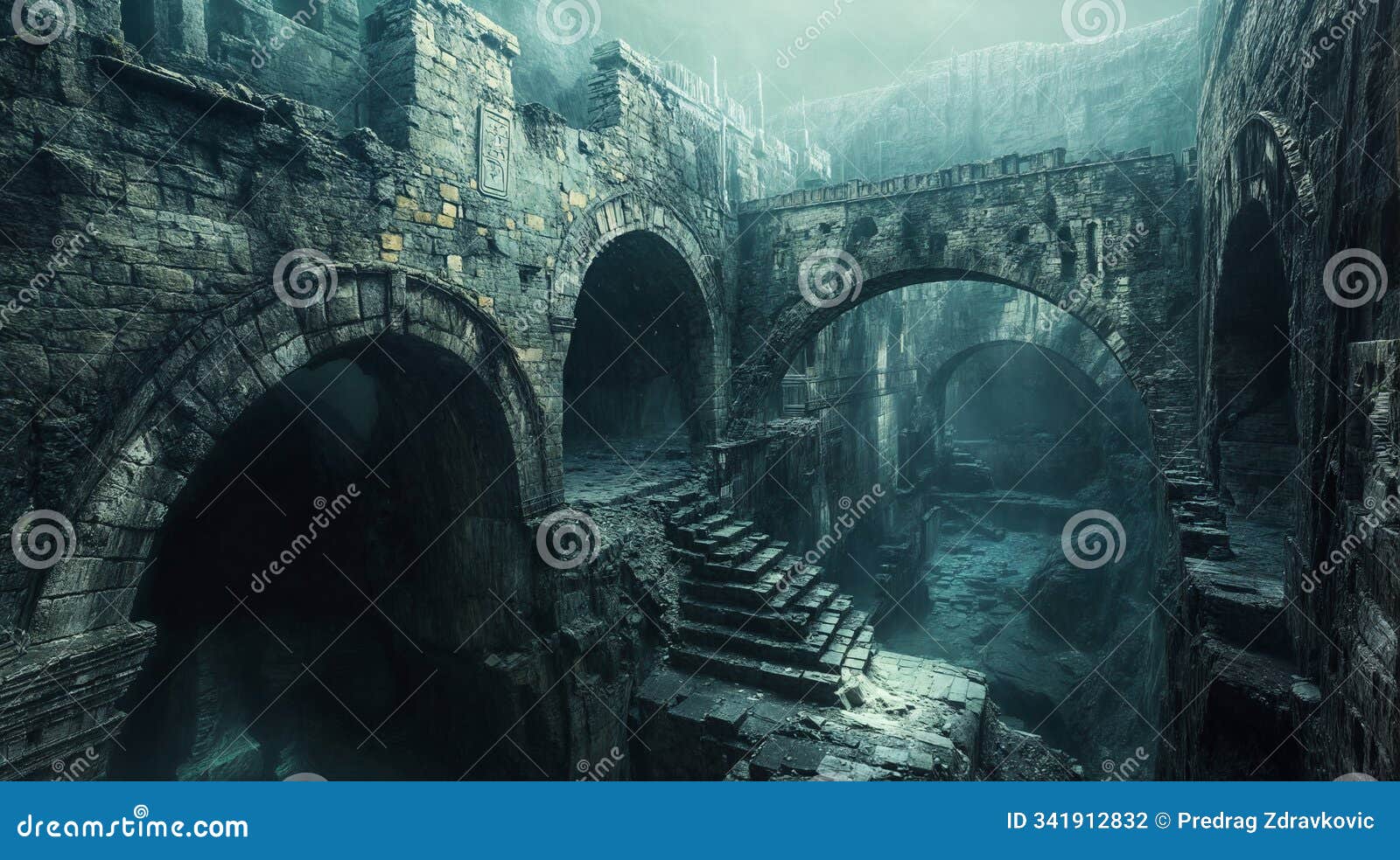 Crumbling Stone Structure with a Set of Dilapidated Stairs Stock ...