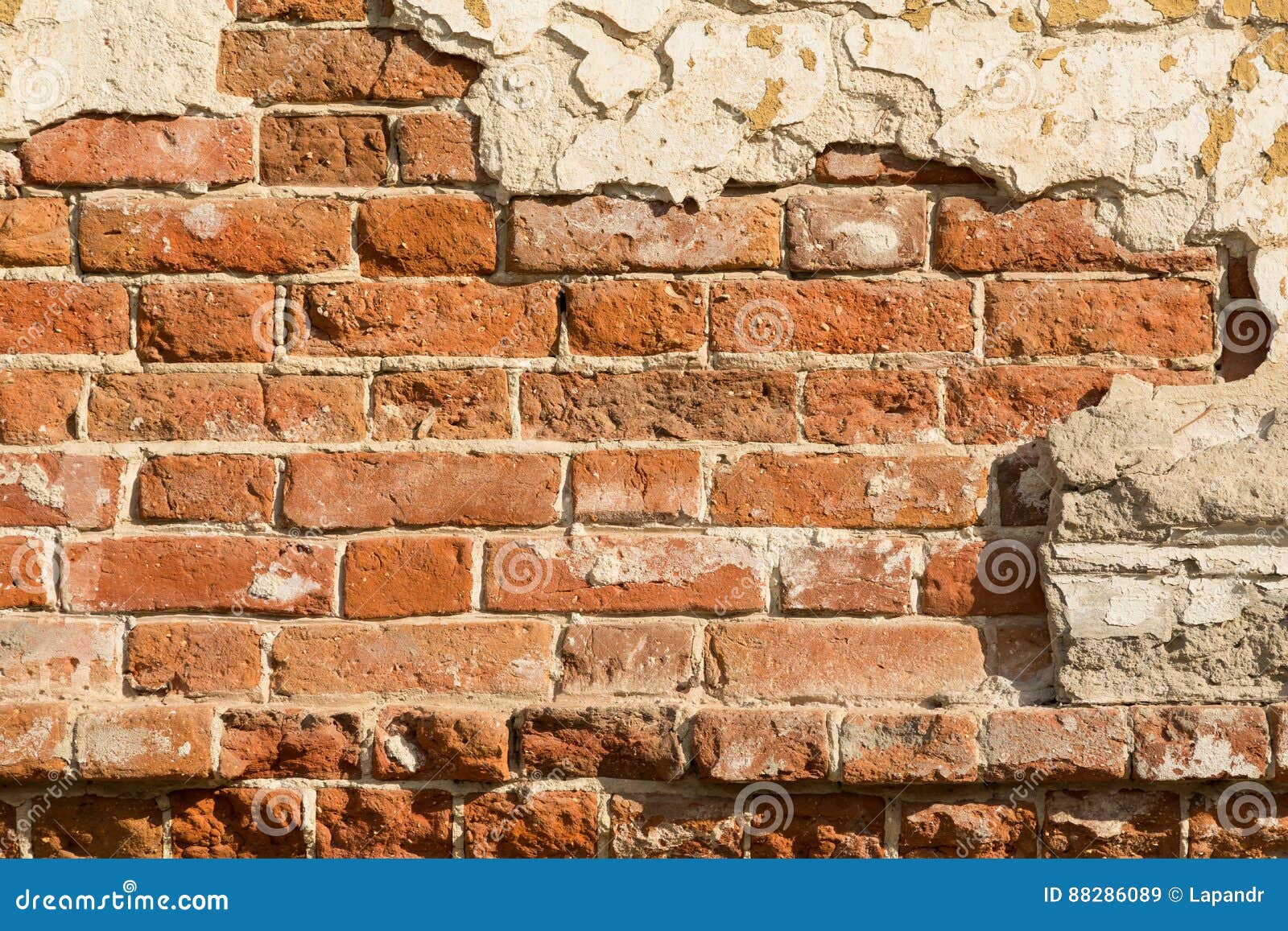Crumbling Wall of Red Brick Stock Image - Image of crumbling ...