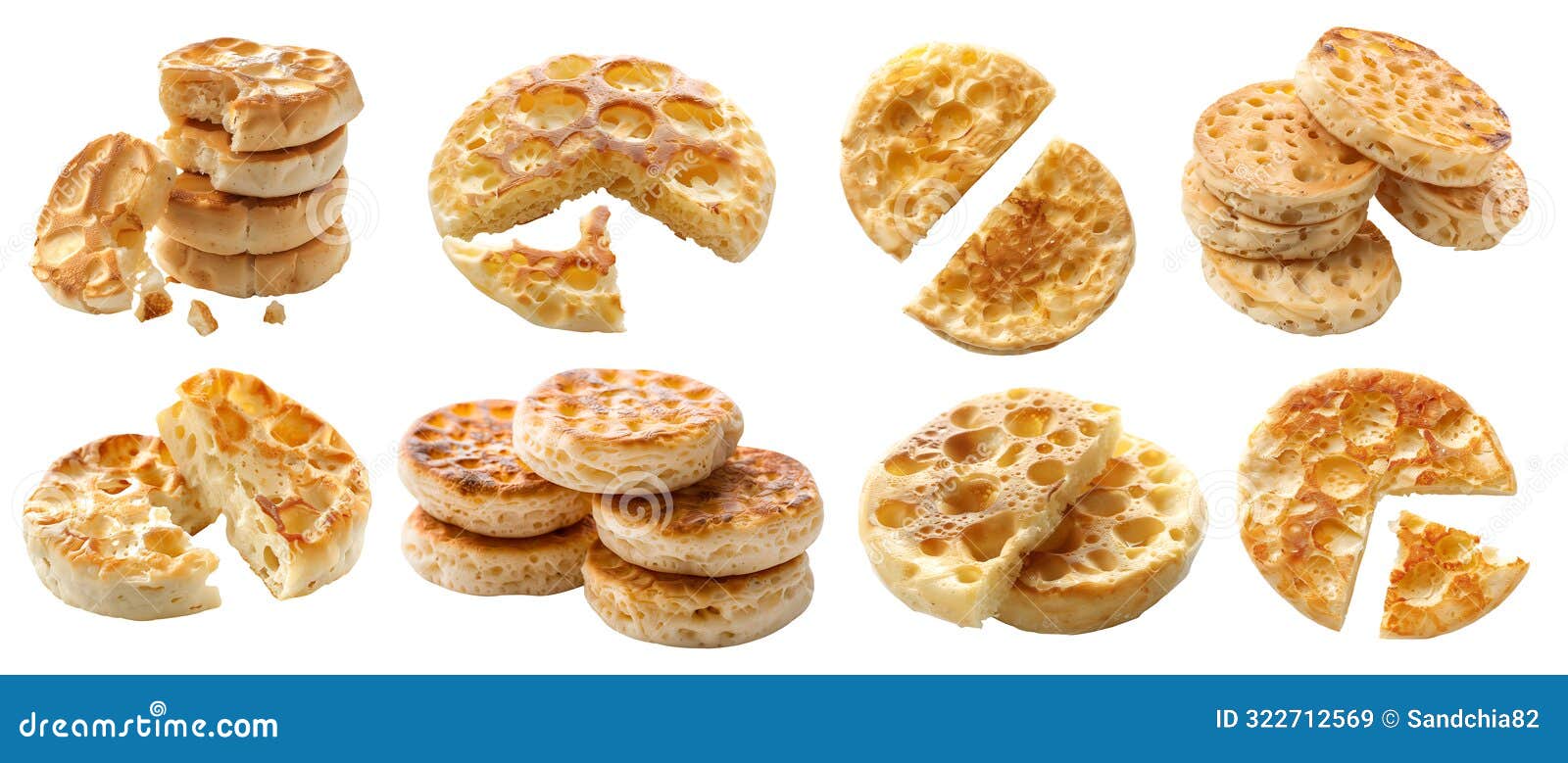 Crumpet Crumpets Griddle Pancake Bread Bun on Transparent Cutout, PNG ...