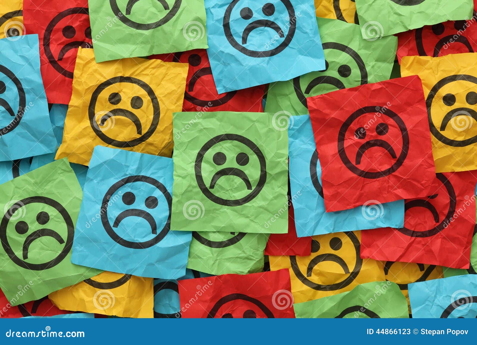 Crumpled Adhesive Notes with Sad Faces Stock Image - Image of facial ...
