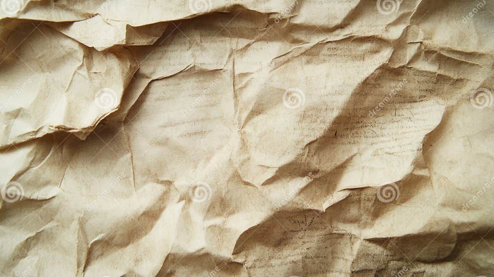 Crumpled and Aged Paper with Indecipherable Writing Stock Illustration ...