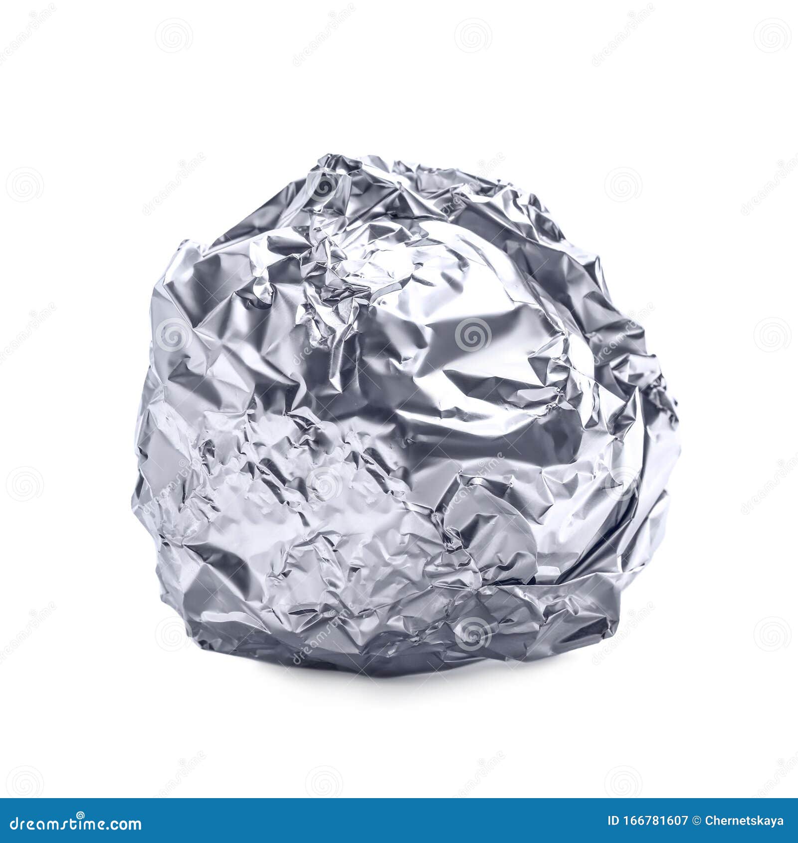 Crumpled Ball of Aluminum Foil Isolated Stock Image - Image of shiny ...