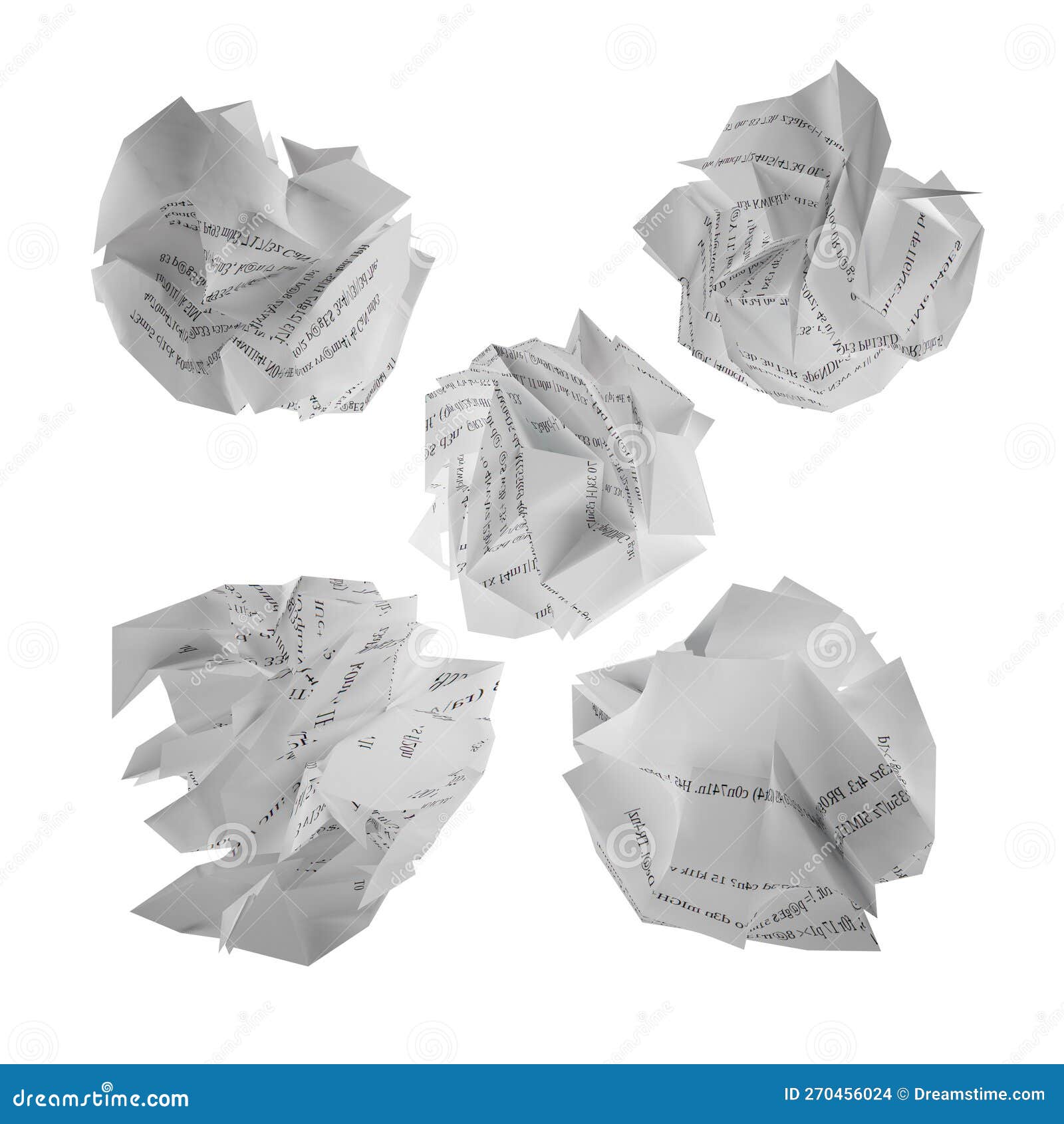 Crumpled Ball Papers Documents. Bureaucracy and Overworked Concept. 3d ...