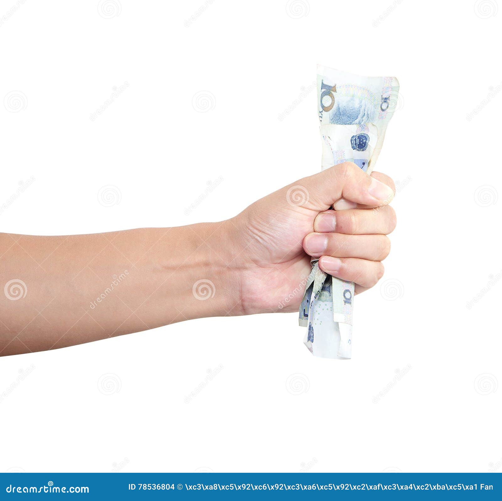 Crumpled banknotes in hand stock photo. Image of digits - 78536804
