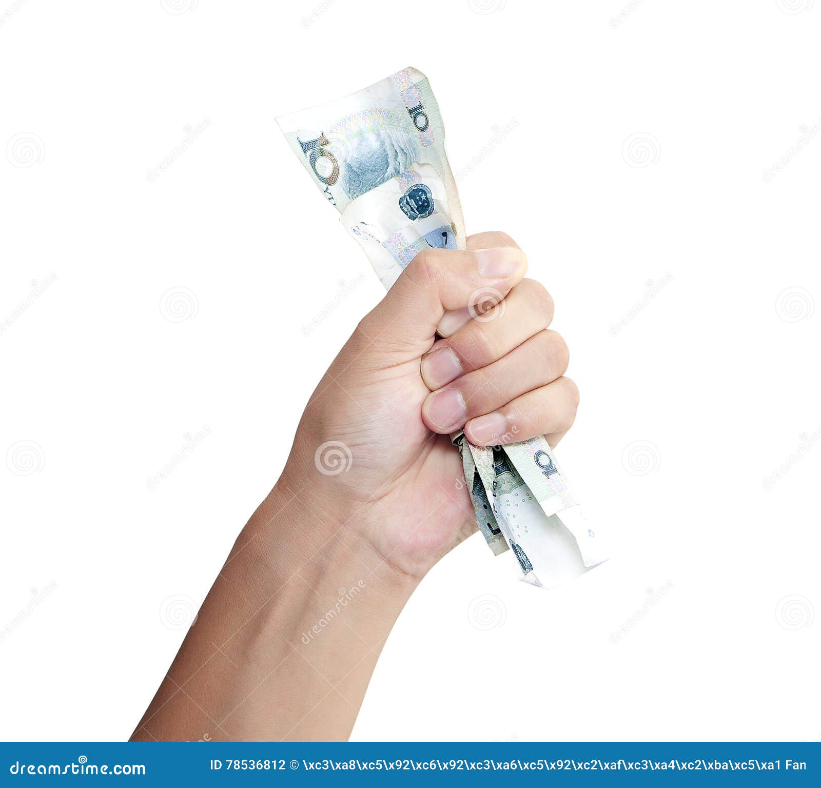 Crumpled banknotes in hand stock photo. Image of financial - 78536812
