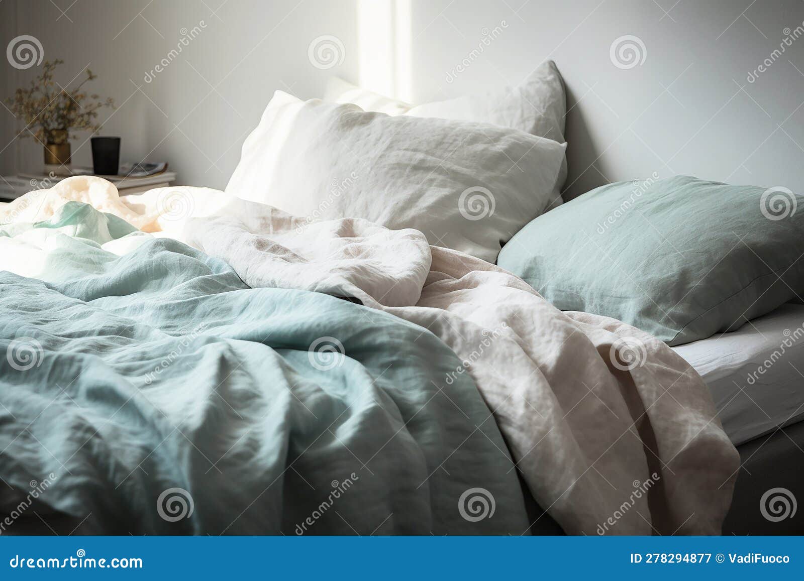 Crumpled Bed on the Bed in the Bedroom in the Morning. Stock ...