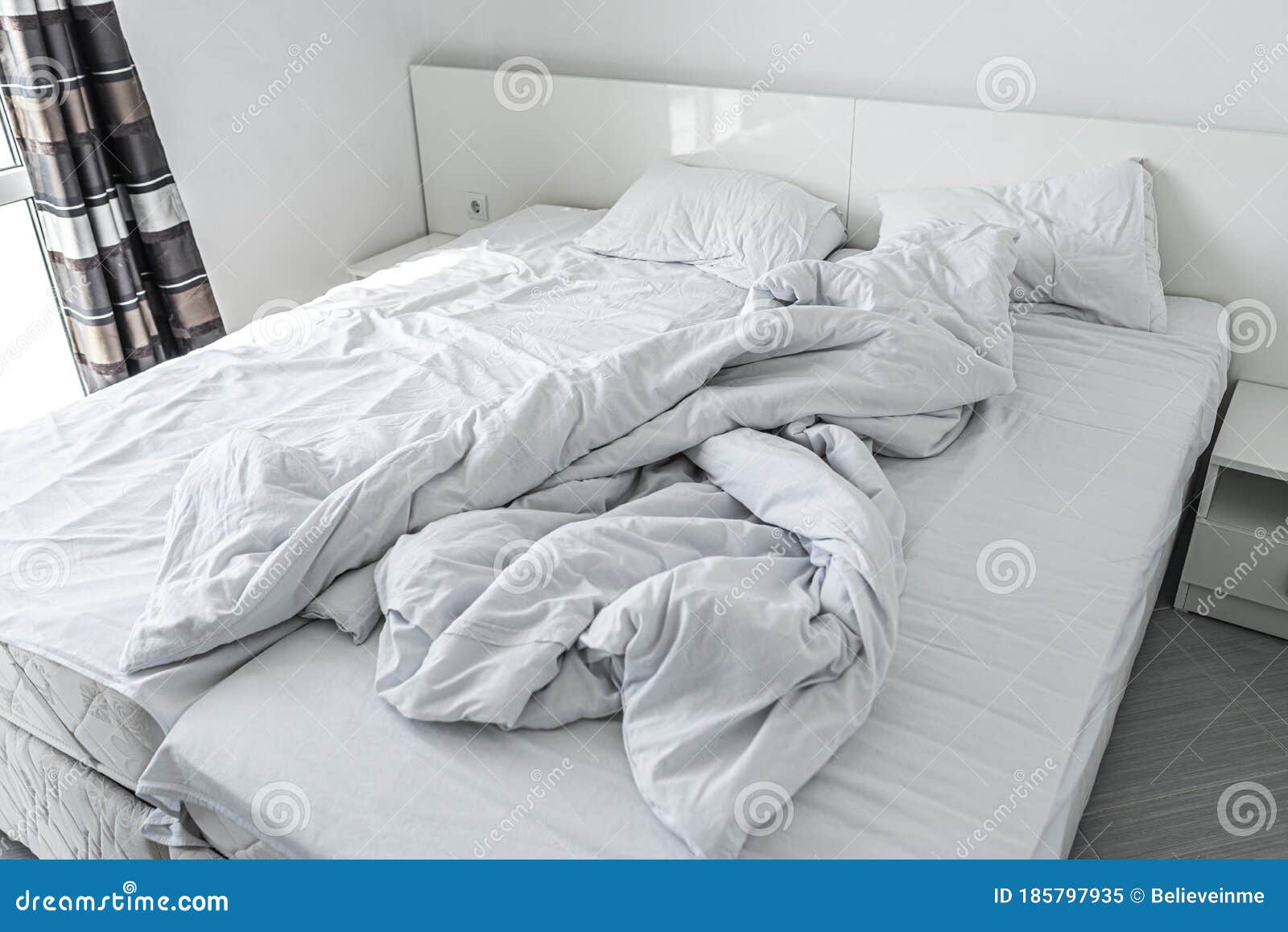 Crumpled Bed in the Bedroom. Stock Image - Image of close, interior ...