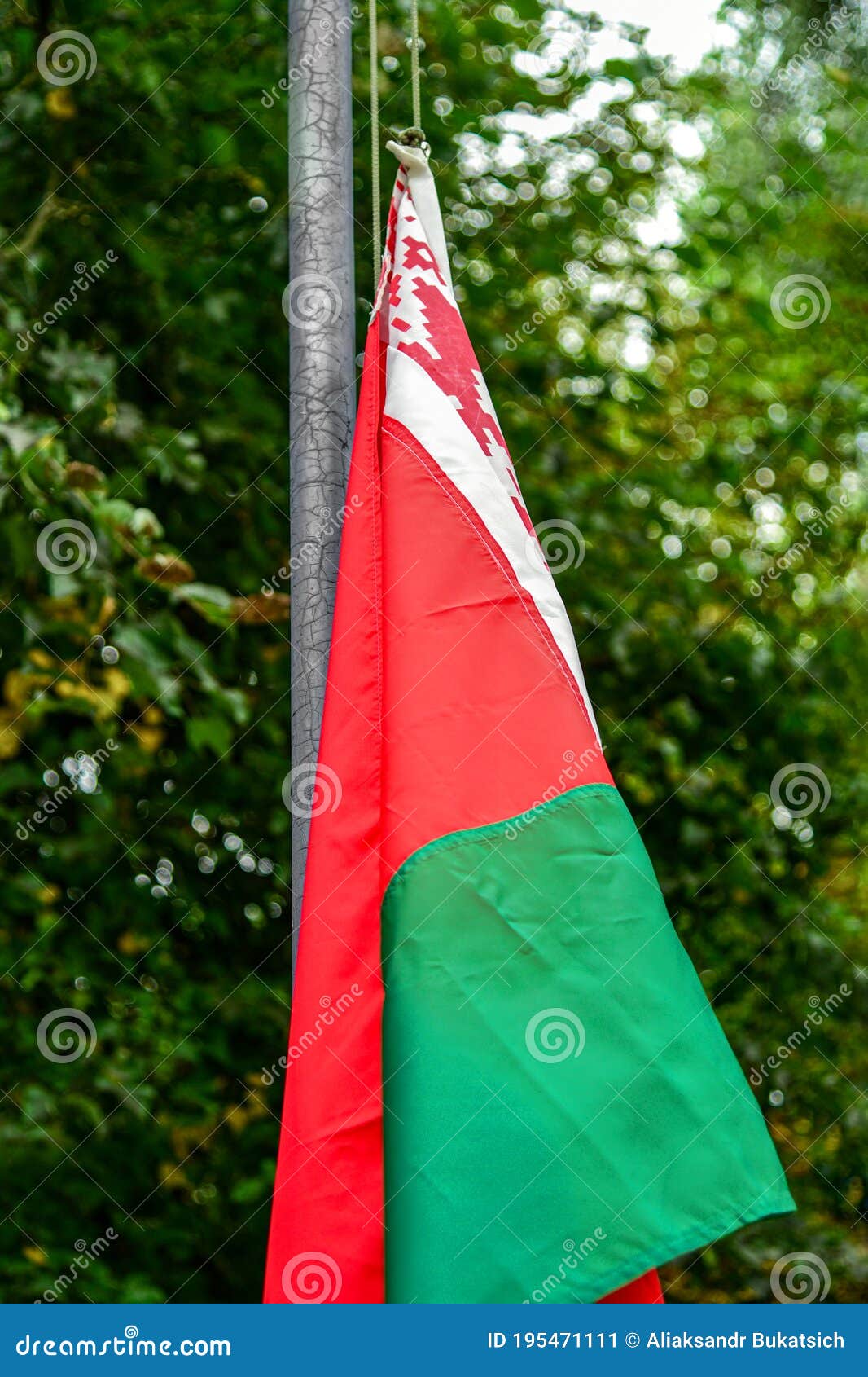 Crumpled Belarusian Flag on an Old Flagpole on the Street Stock Image ...