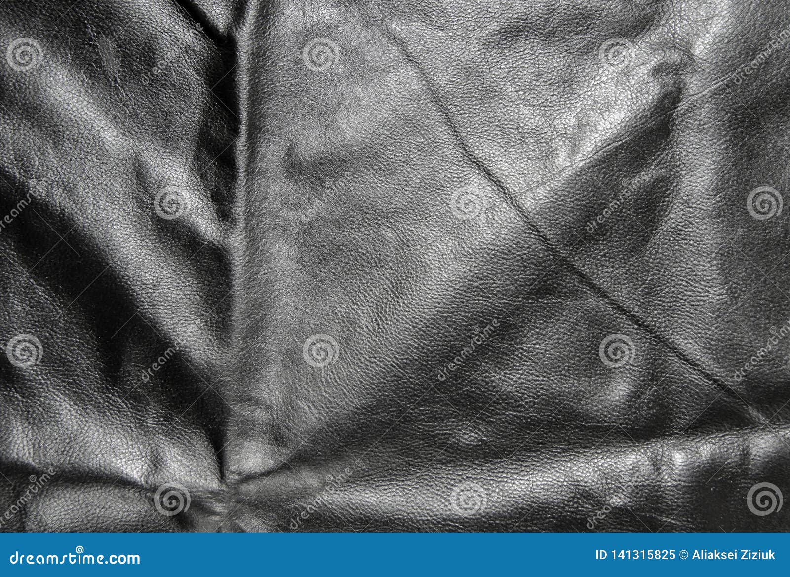 Crumpled Black Leather, Texture. Stock Image - Image of cloth ...