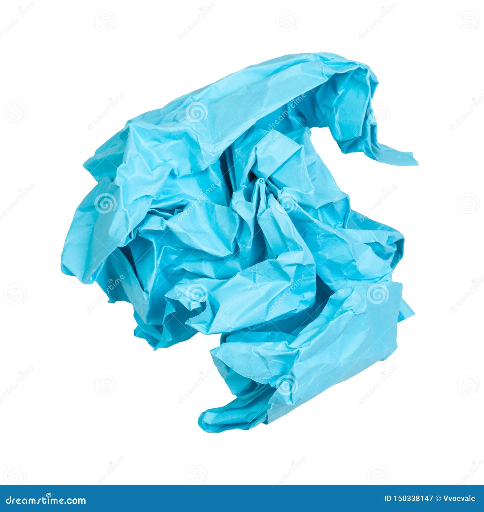 Crumpled Blue Paper Ball Isolated on White Stock Image - Image of color ...