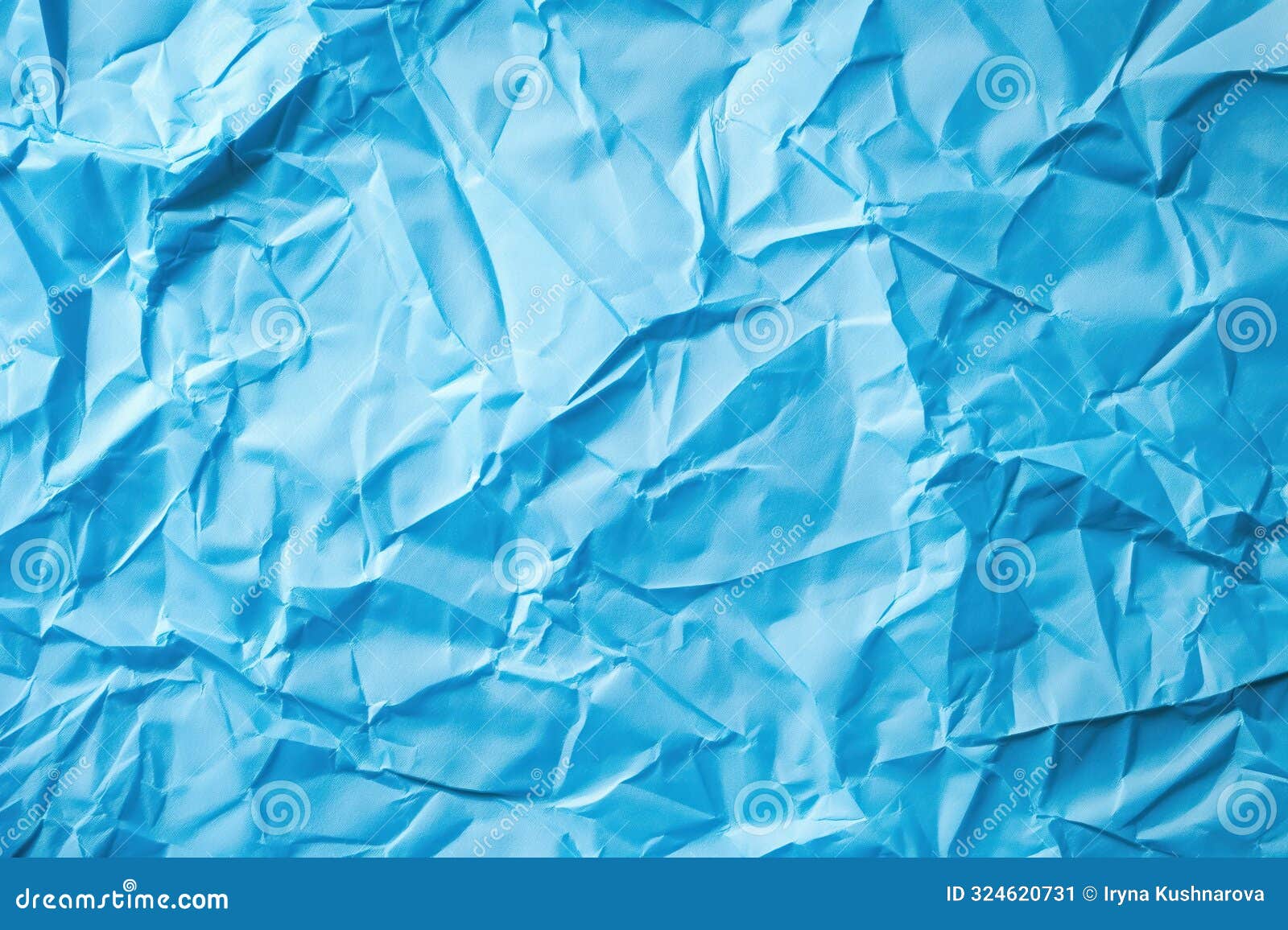 Crumpled Blue Paper Texture Background with Folded Creases. Close-up ...