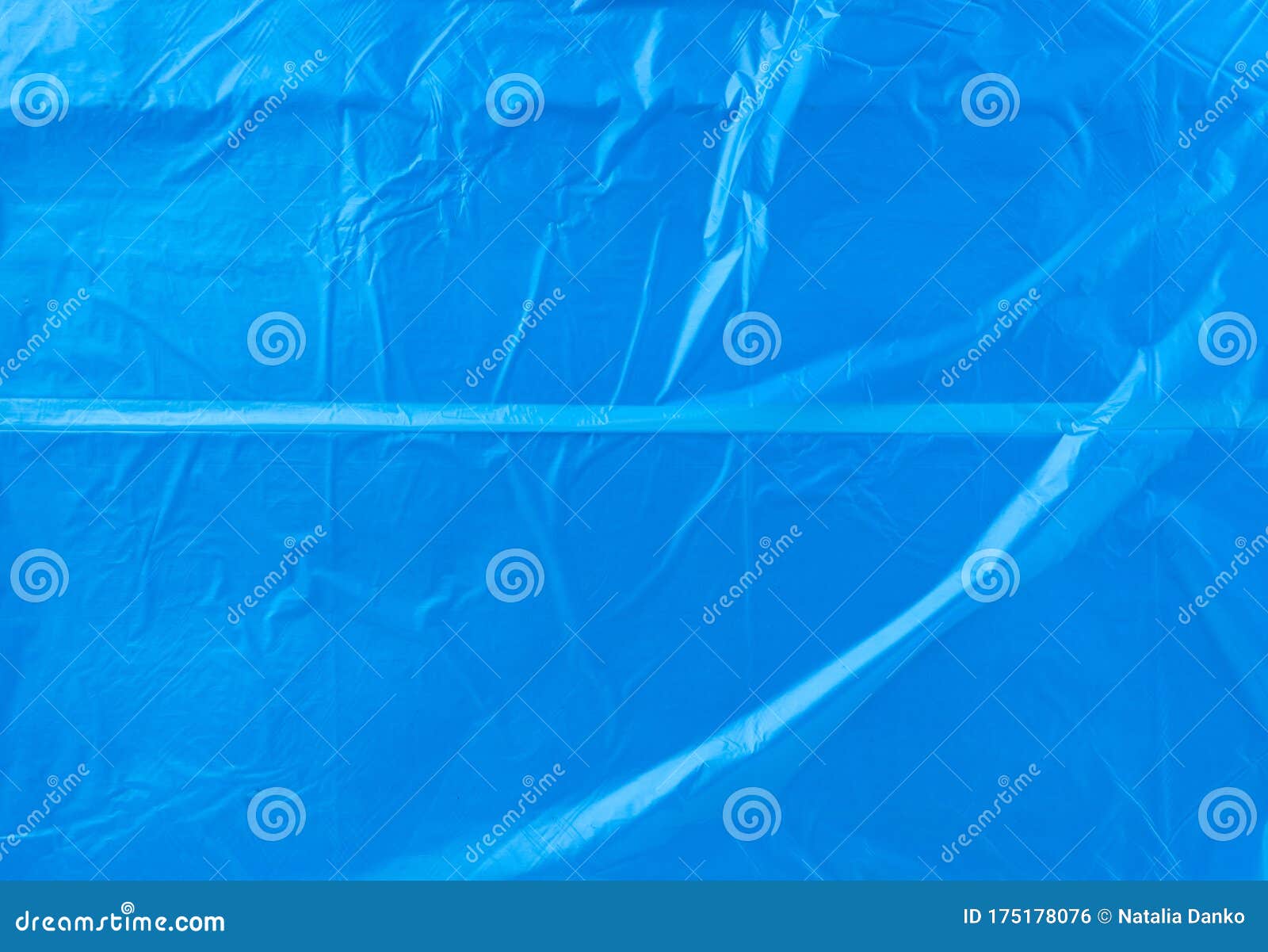 Crumpled Blue Polyethylene Texture, Close Up Stock Photo - Image of ...