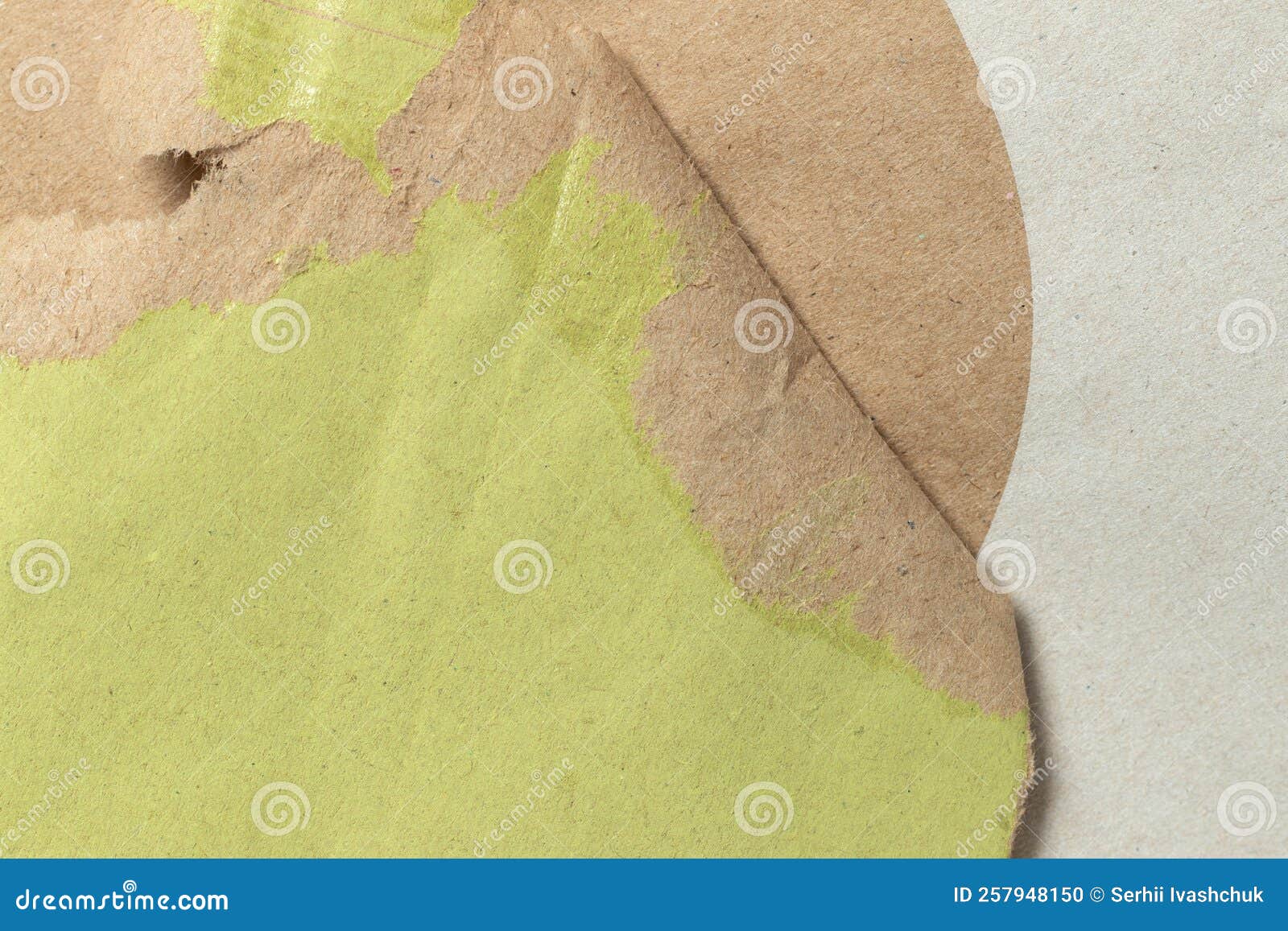 Crumpled Brown Green Paper. Stock Photo - Image of cardboard, ripped ...