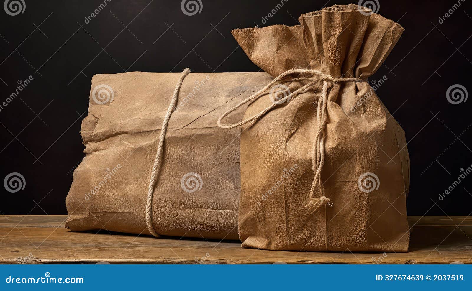 Crumpled Brown Paper Bag Background Stock Illustration - Illustration ...