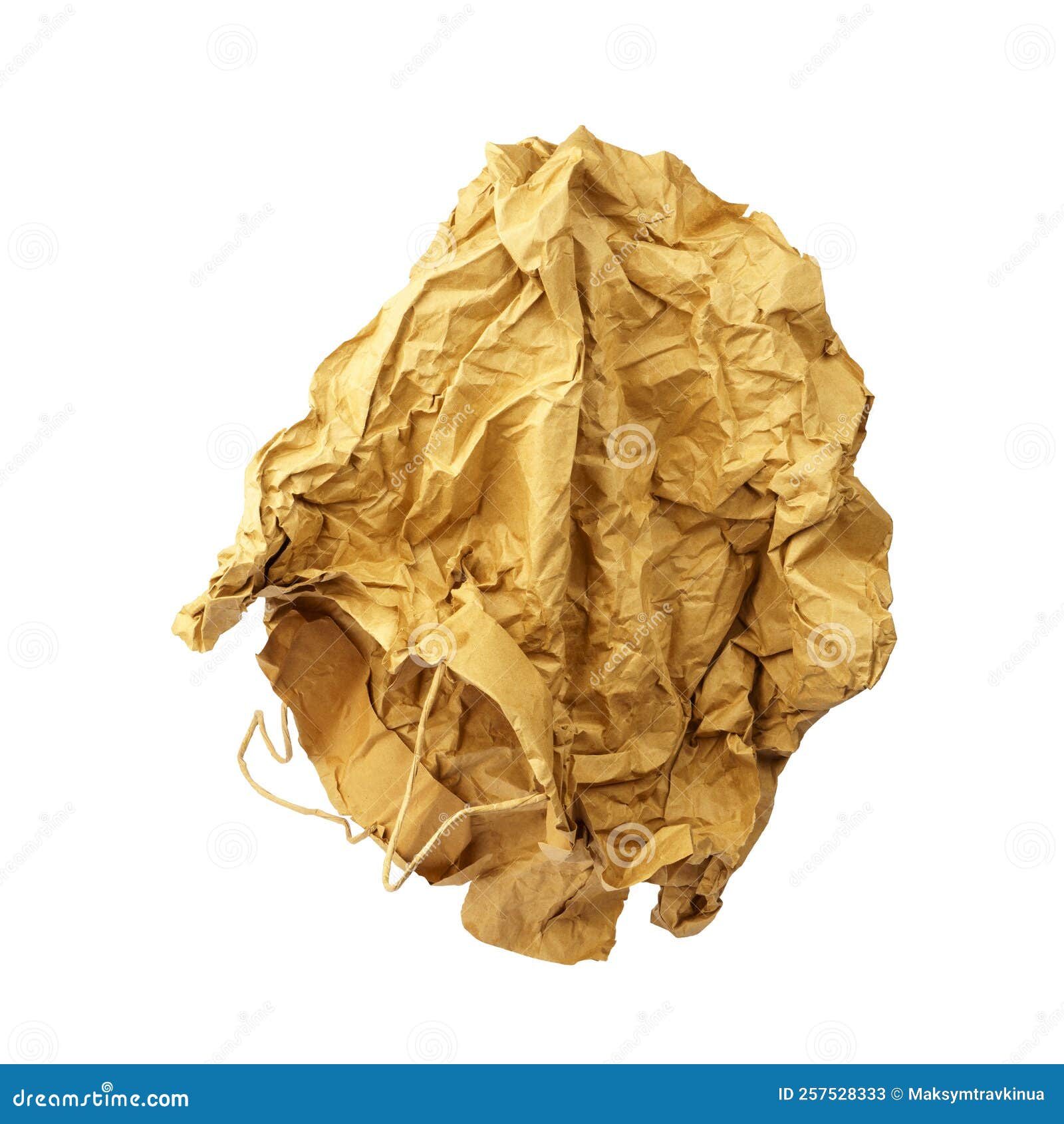 Crumpled Brown Paper Bag on White Background Stock Image - Image of ...