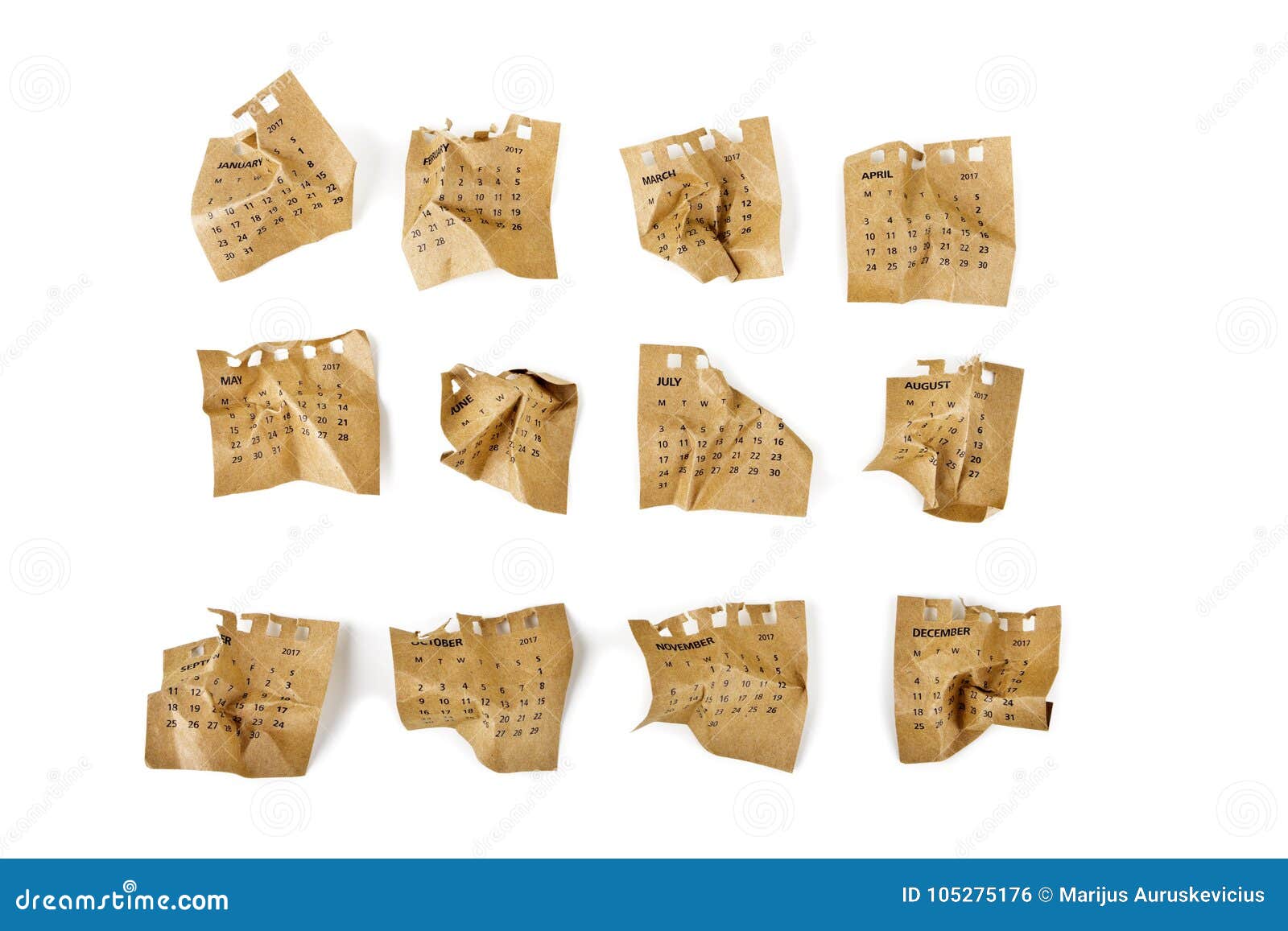 Crumpled Calendar Sheets. Time Passing Concept. Stock Photo - Image of ...