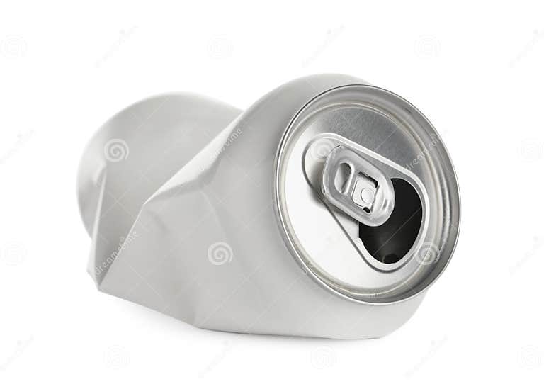 Crumpled Can with Ring Isolated on White Stock Image - Image of ...