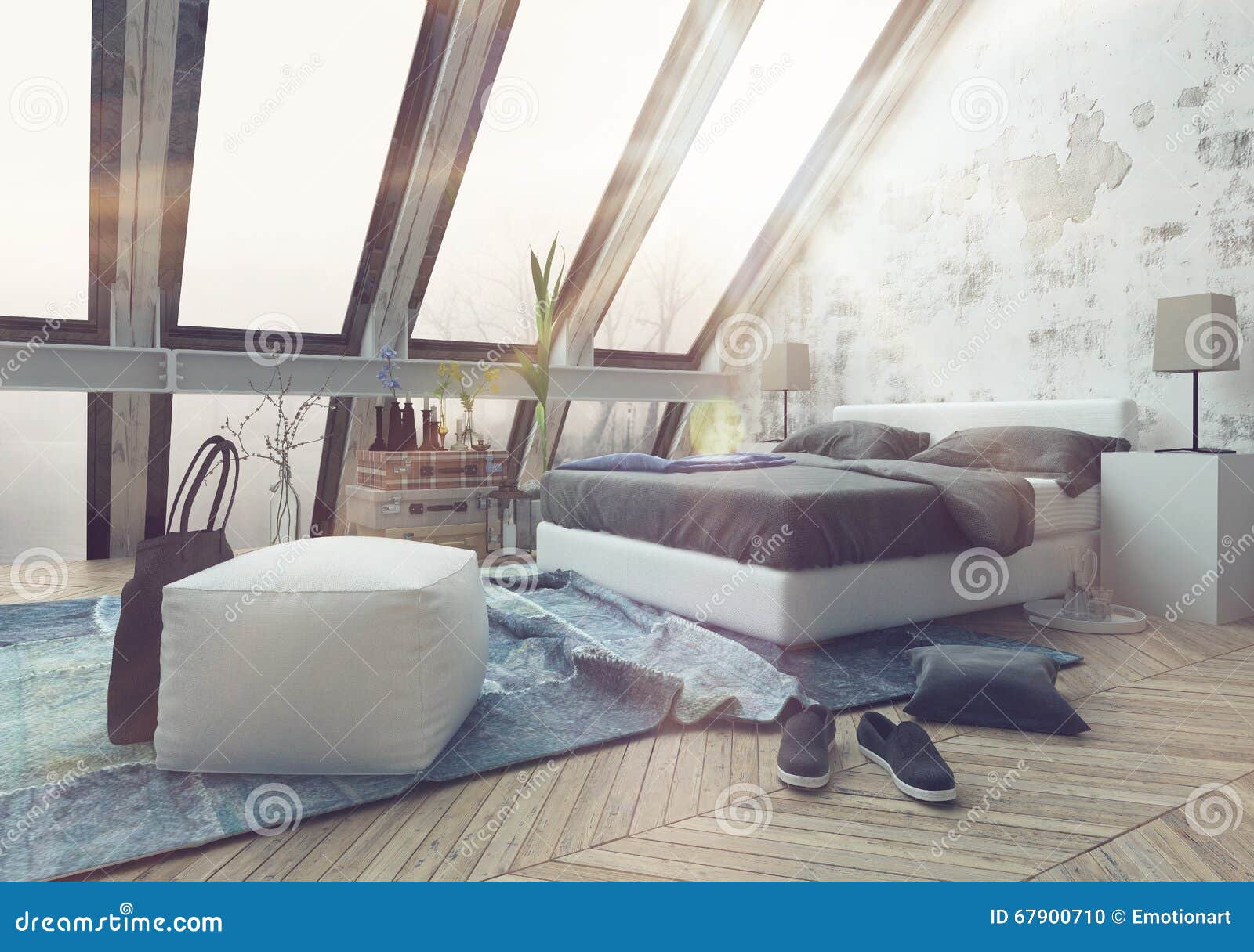 Crumpled Carpet in Messy Bedroom Stock Illustration - Illustration of ...