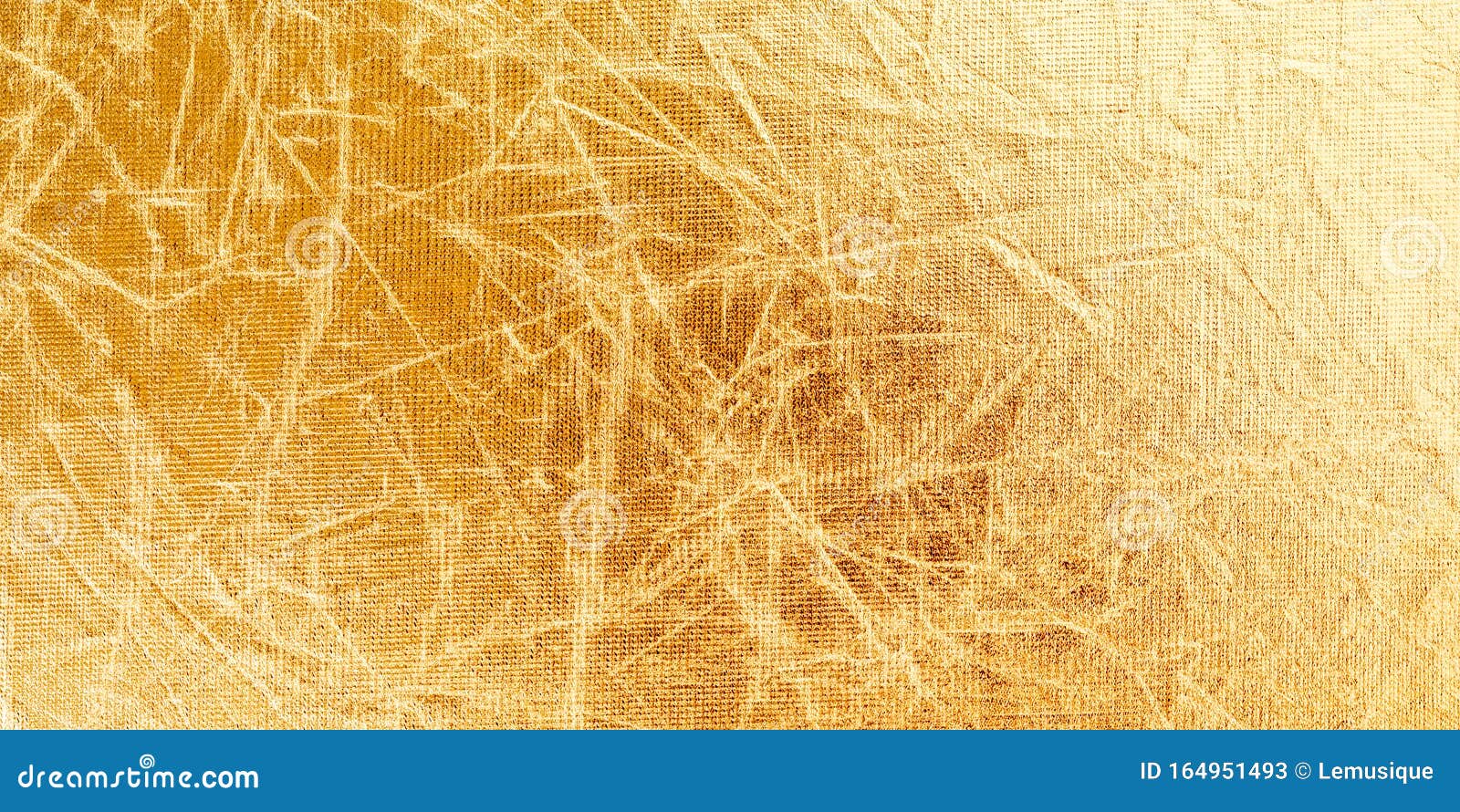 Crumpled with Creases Golden Fabric Texture Background Stock Image ...