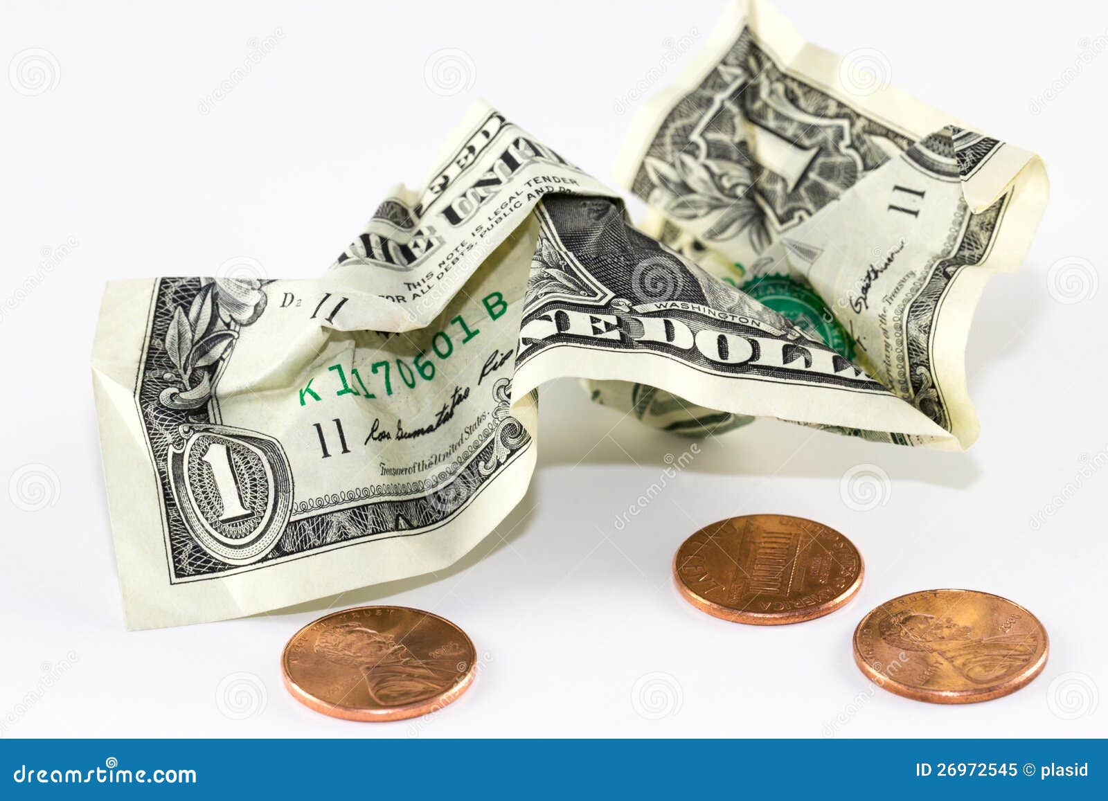 Crumpled dollar stock image. Image of bankrupt, currency - 26972545