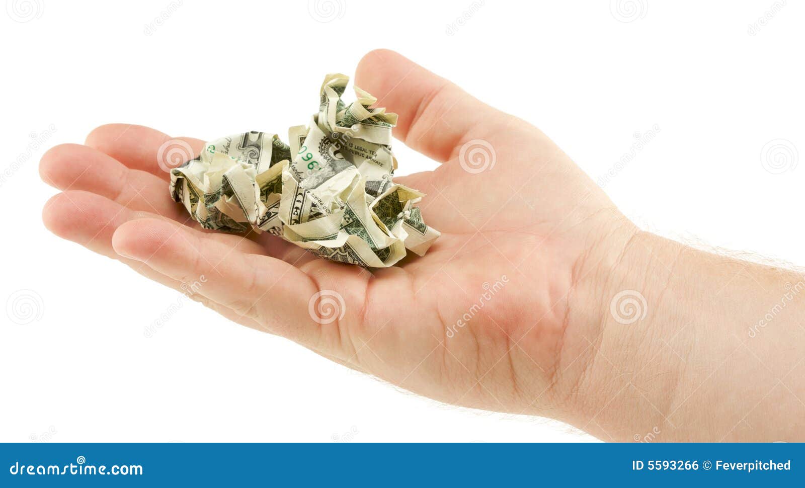 Crumpled Dollar Bills in Palm Stock Photo - Image of poverty, abundance ...