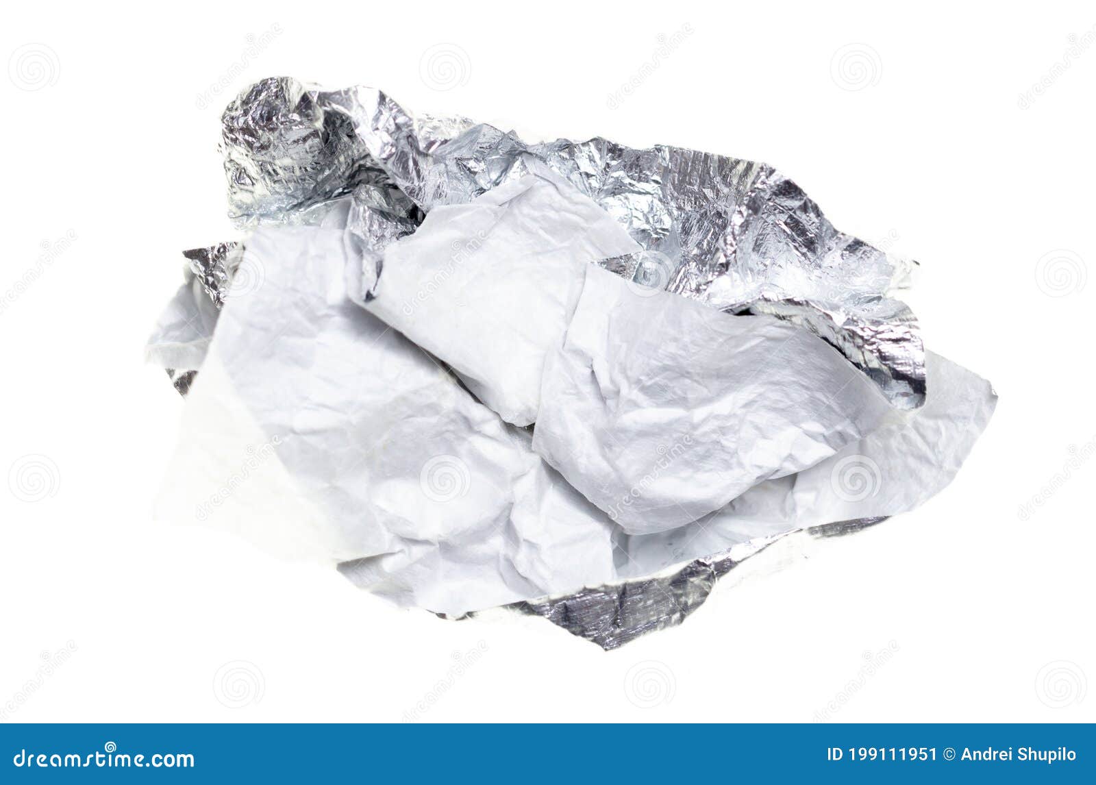 Crumpled Foil Isolated on a White Stock Image - Image of silver ...