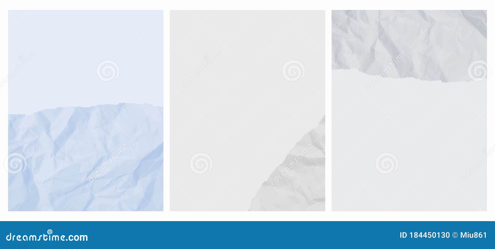 Crumpled and Folded Piece of Blue and Gray Paper on a Light Blue and ...