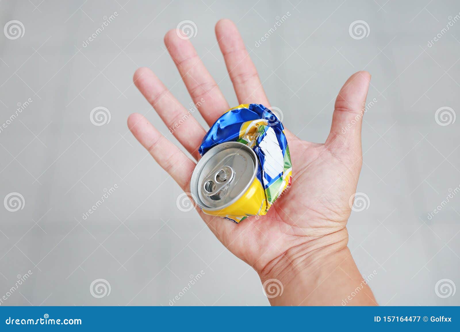 Crumpled Garbage Can in Man Hand Stock Image - Image of closeup ...