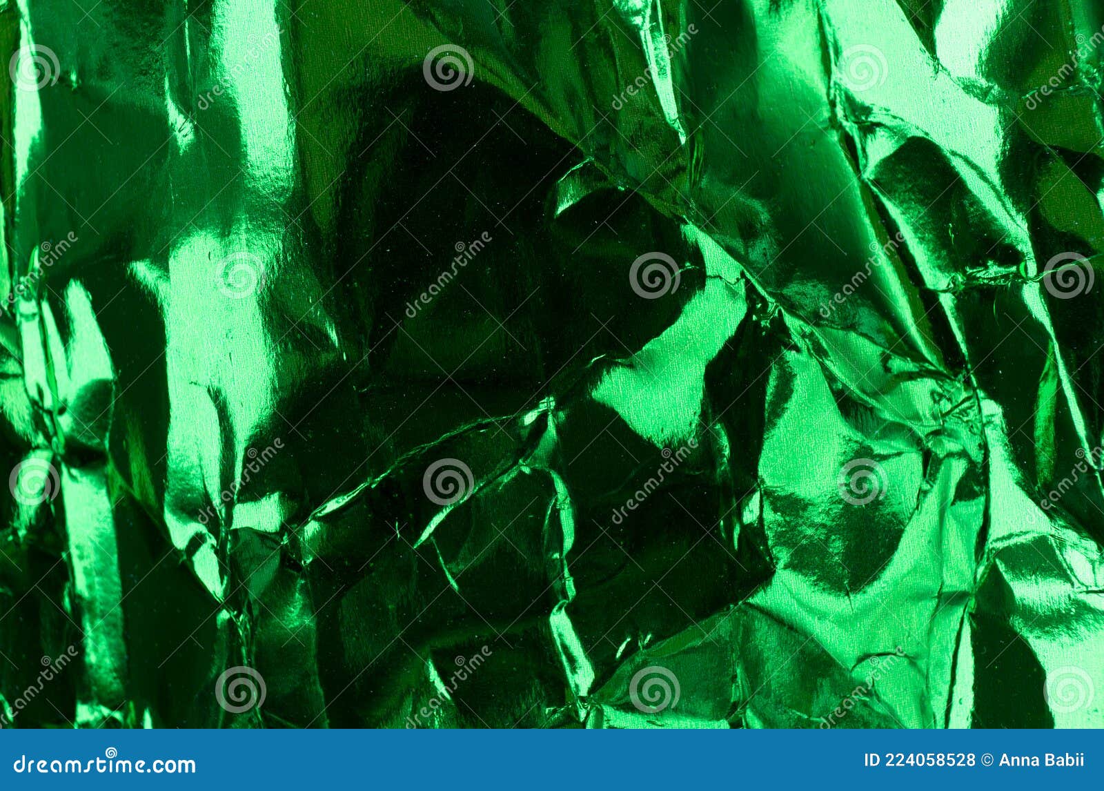 Crumpled Green Foil Paper Texture. Stock Photo - Image of effect ...