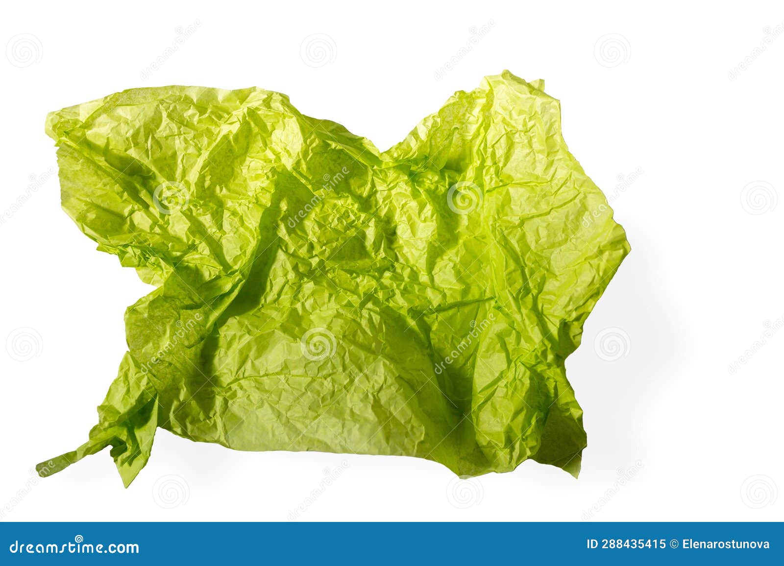 Crumpled Green Paper Isolated Stock Image - Image of crumpled, blank ...