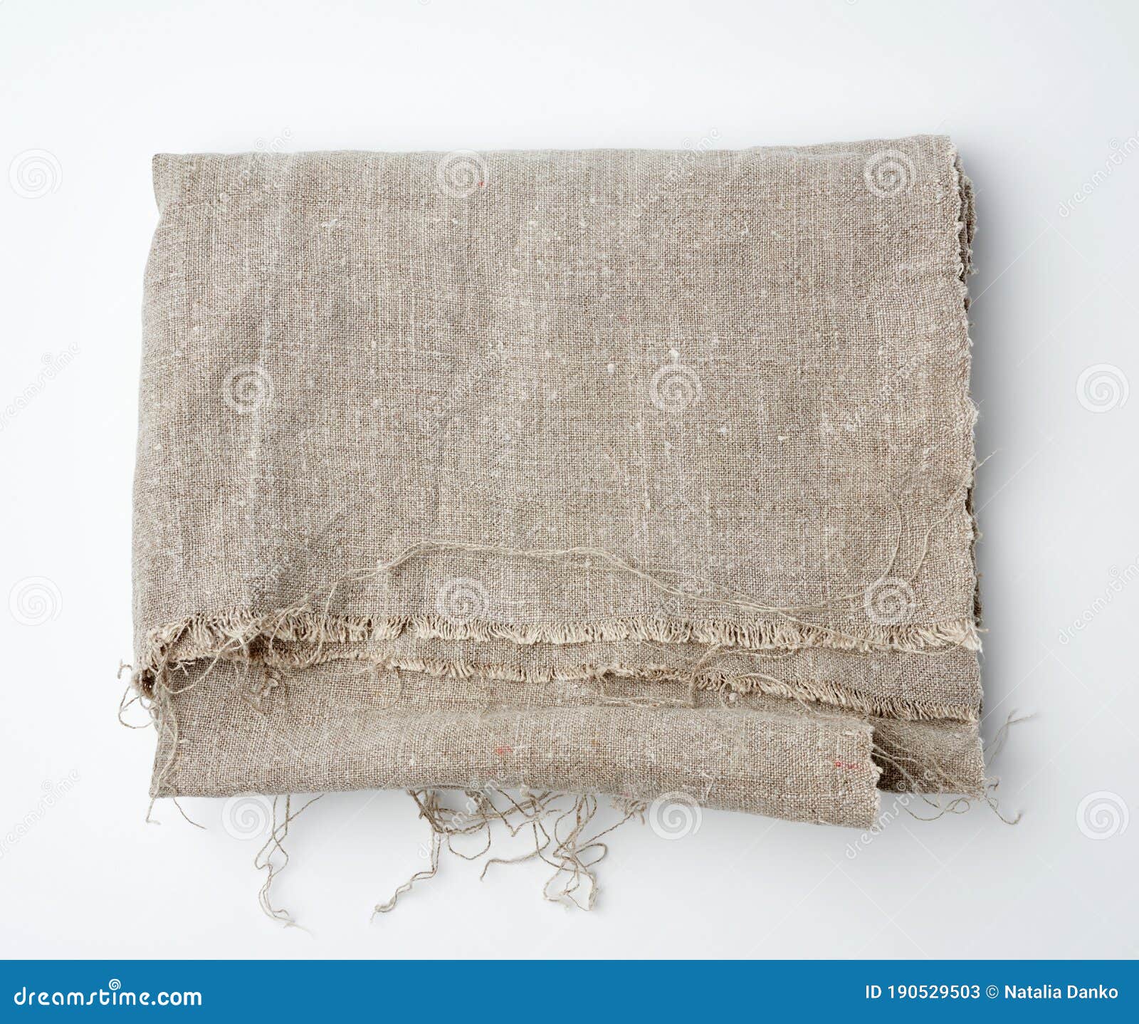 Crumpled Kitchen Linen Gray Towel on White Background Stock Image ...