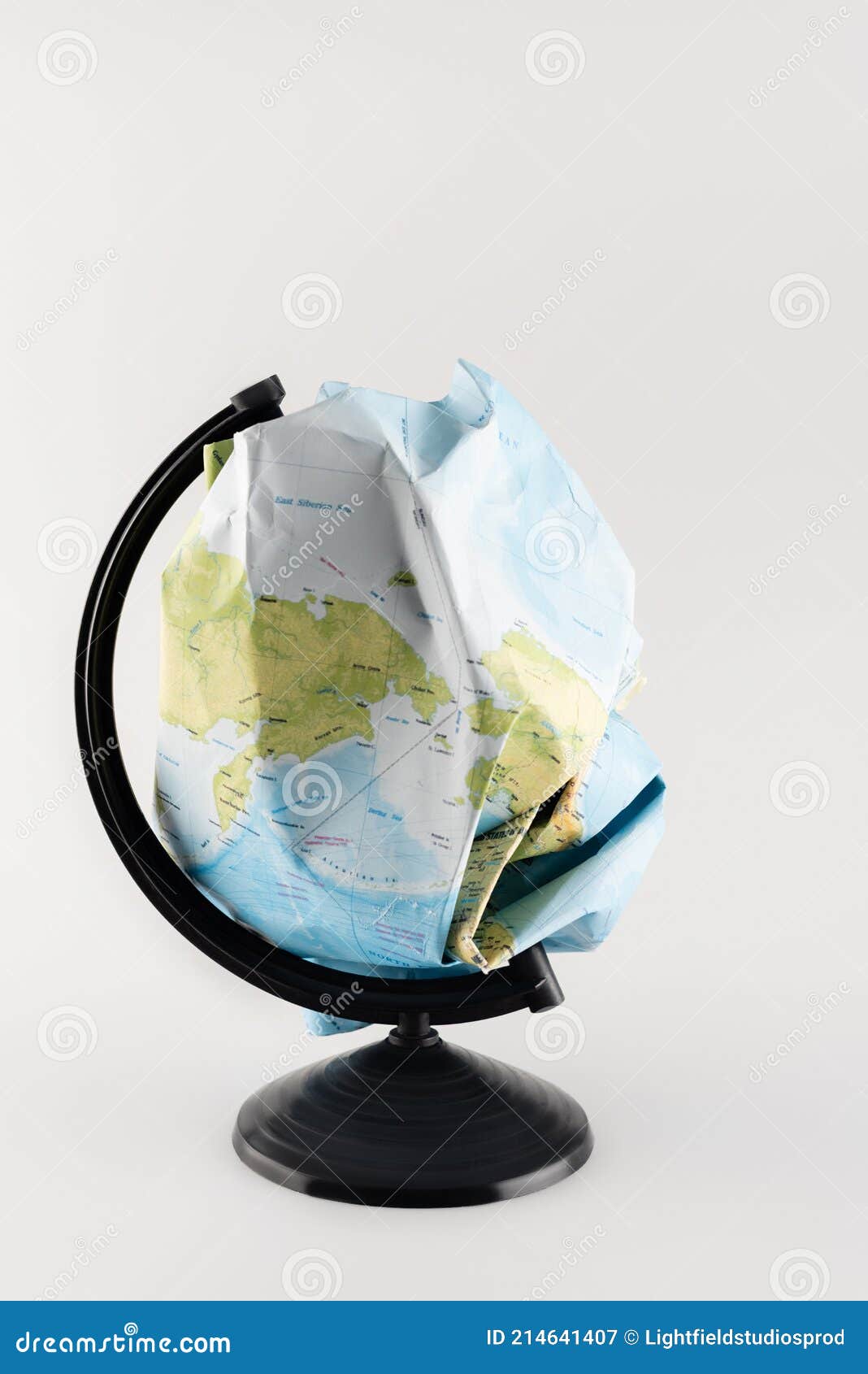 Crumpled Map instead of Globe on Stock Image - Image of geography ...