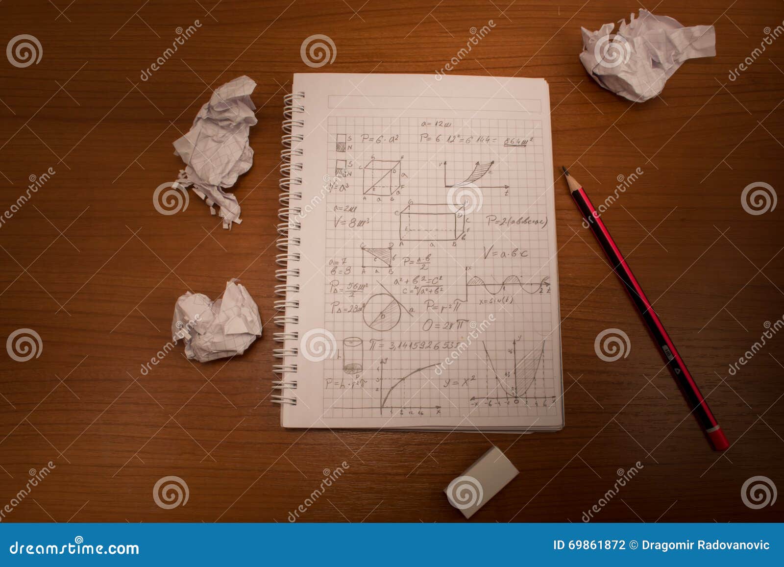 Crumpled mathematics stock photo. Image of office, mathematical - 69861872
