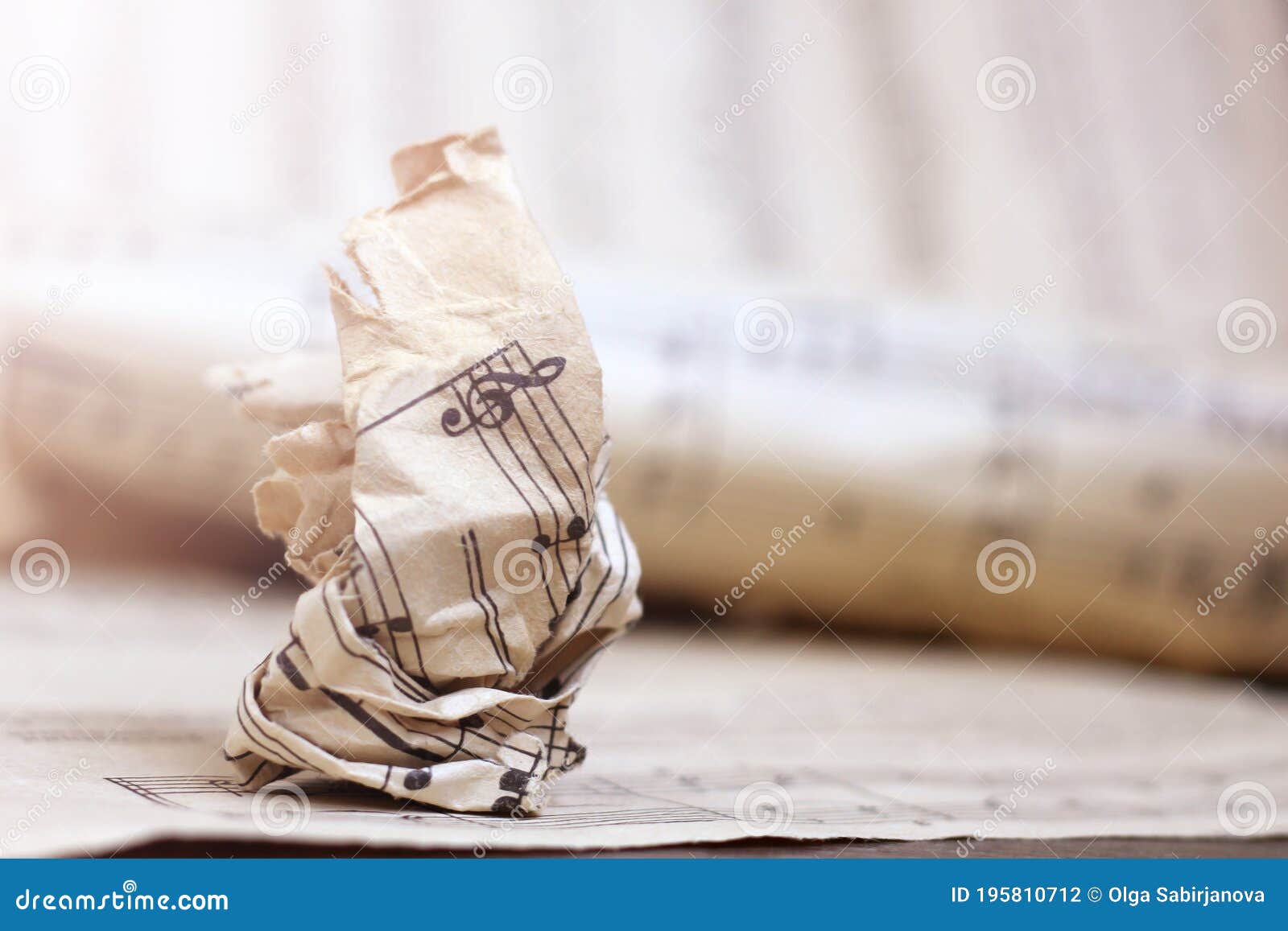 Crumpled Musical Notes, Retro Paper Stock Photo - Image of crumpled ...